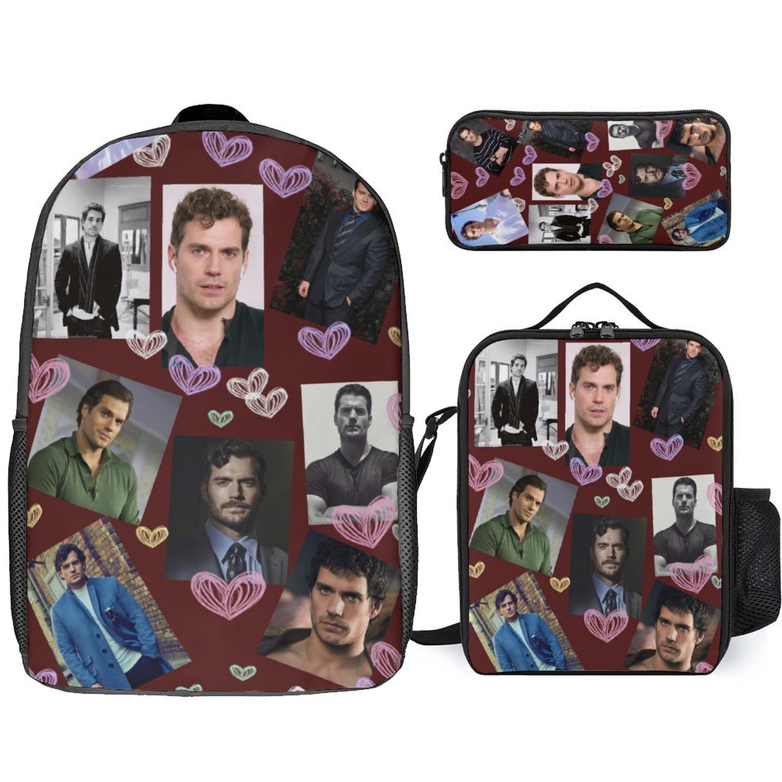 3 Piece Casual Shoulder Bag, Henry Cavill Backpack Set Travel Knapsack ...