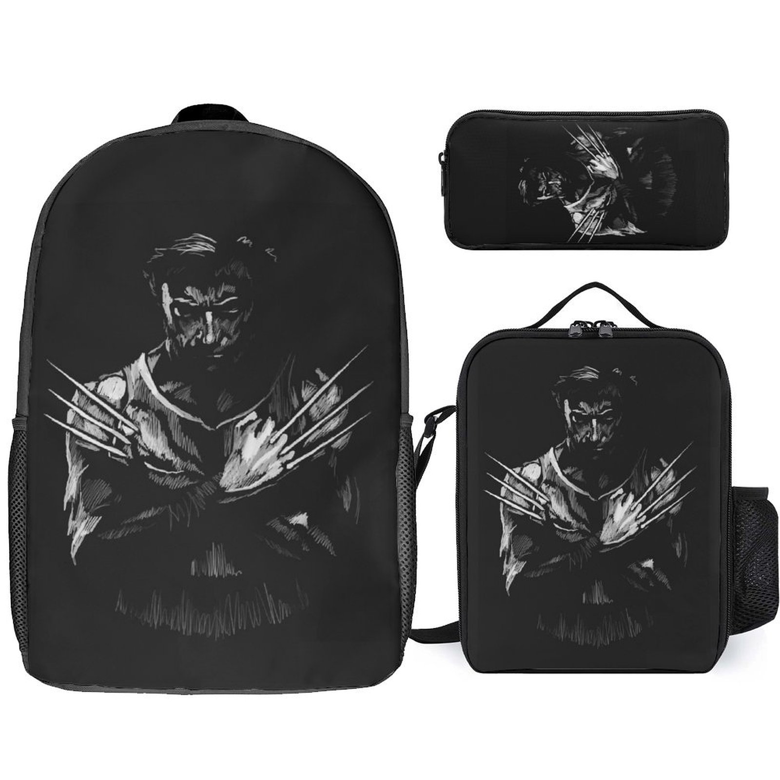 3 Piece Casual Shoulder Bag, Hugh Jackman Wolverine Backpack Set Travel ...