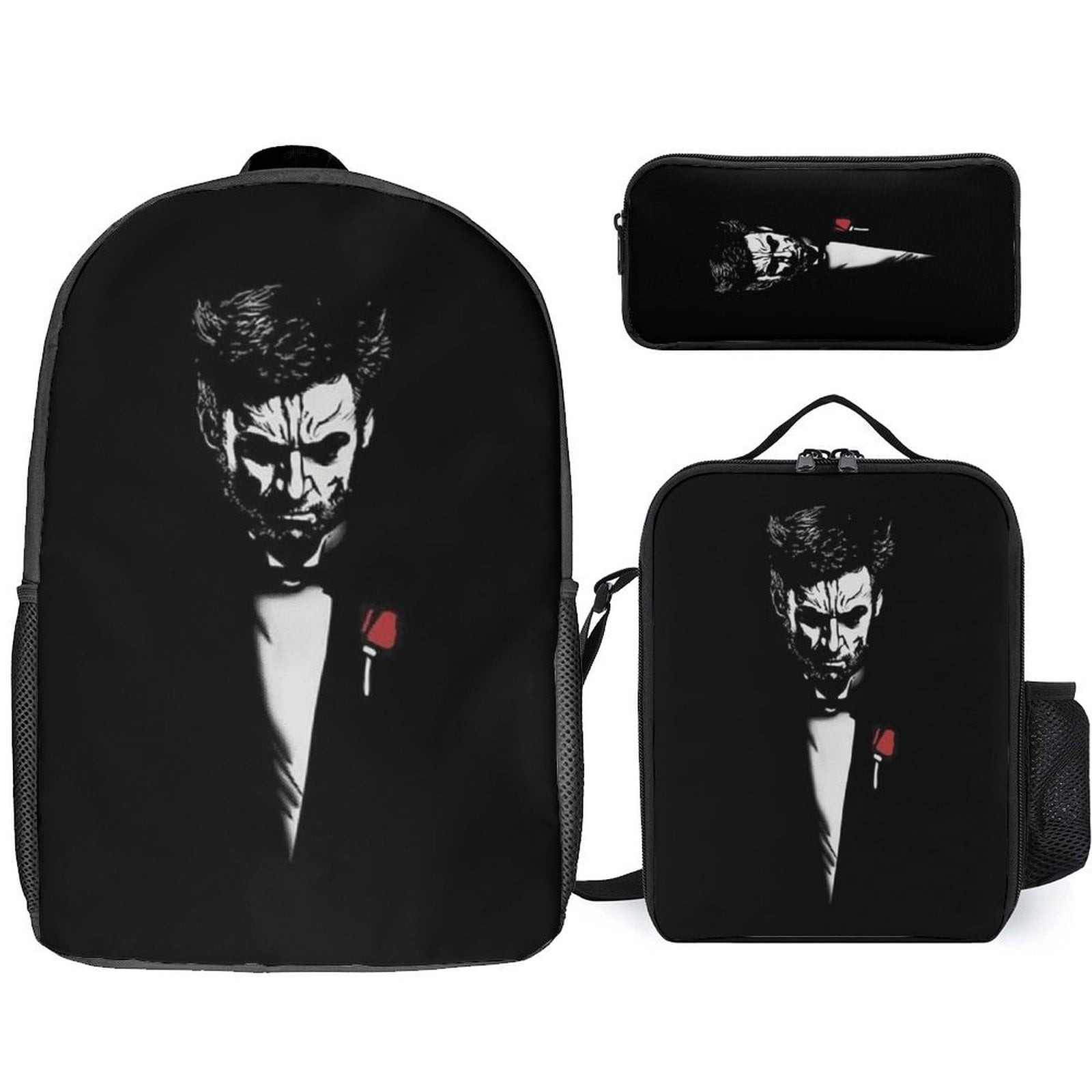 3 Piece Casual Shoulder Bag, Hugh Jackman Wolverine Backpack Set Travel ...
