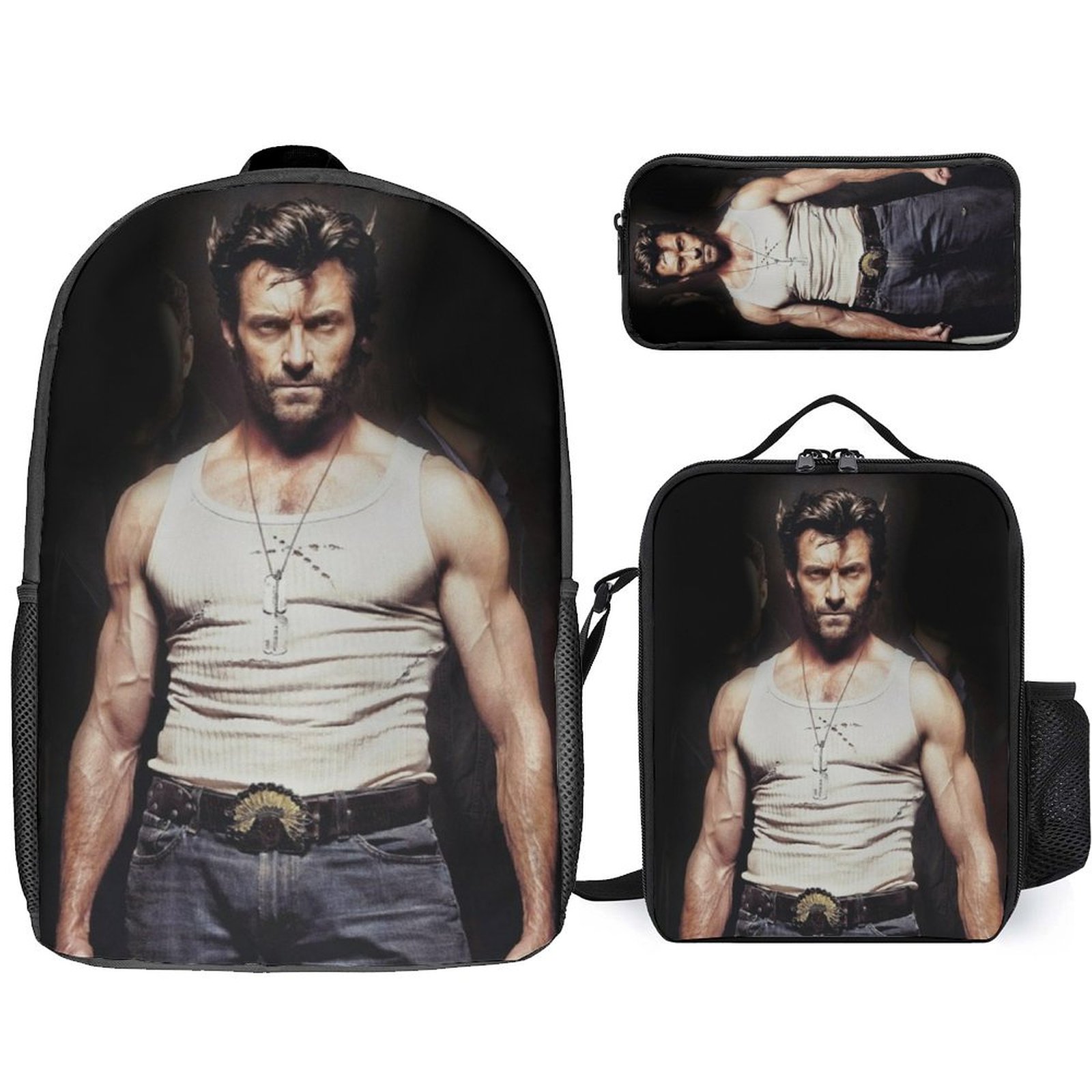 3 Piece Casual Shoulder Bag, Hugh Jackman Wolverine Backpack Set Travel ...