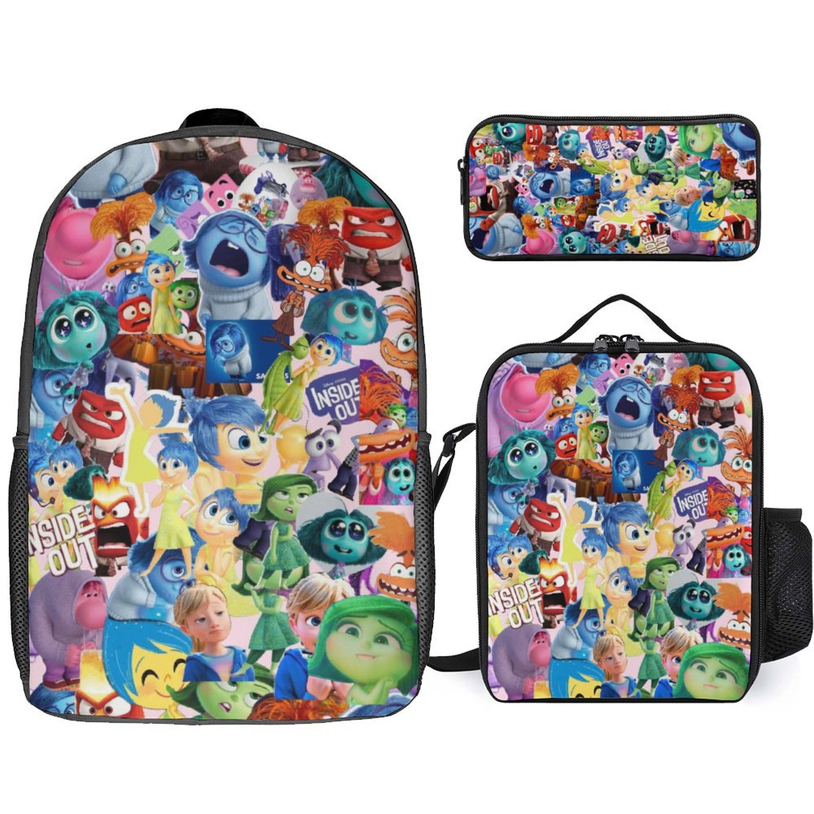 3 Piece Casual Shoulder Bag, Inside Out 2 Backpack Set Travel Knapsack ...