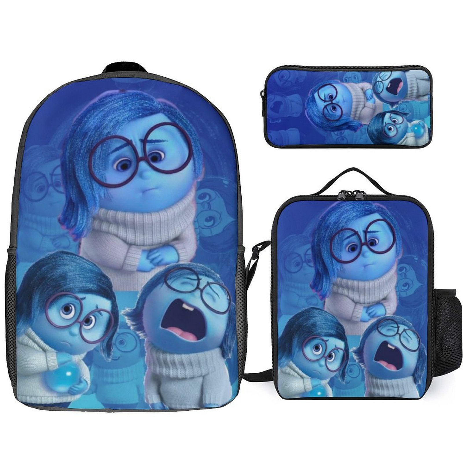 3 Piece Casual Shoulder Bag, Inside Out 2 Backpack Set Travel Knapsack ...