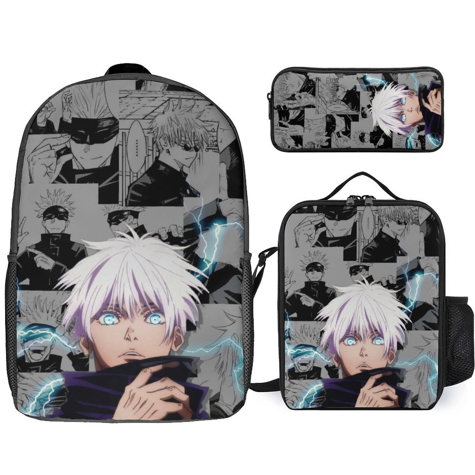 3 Piece Casual Shoulder Bag, Jujutsu Kaisen Gojo Satoru Backpack Set ...