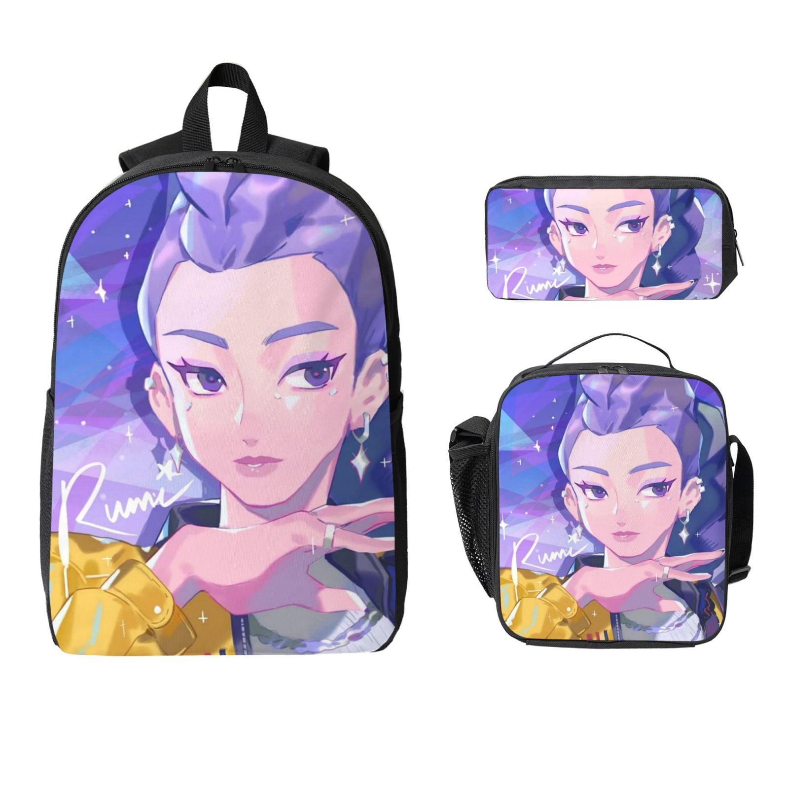 3 Piece Casual Shoulder Bag, KPop Demon Hunters Backpack Set Travel ...