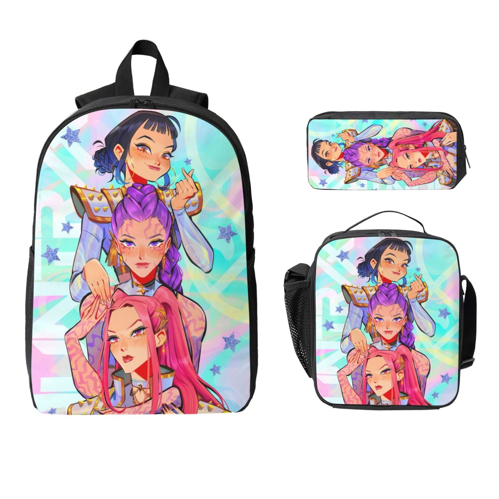 3 Piece Casual Shoulder Bag, KPop Demon Hunters Backpack Set Travel ...