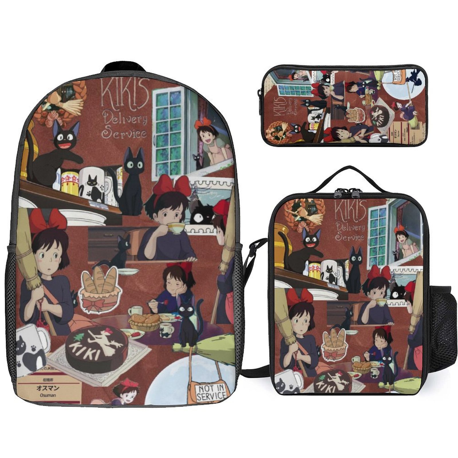 3 Piece Casual Shoulder Bag, Kiki's Delivery Service Backpack Set ...