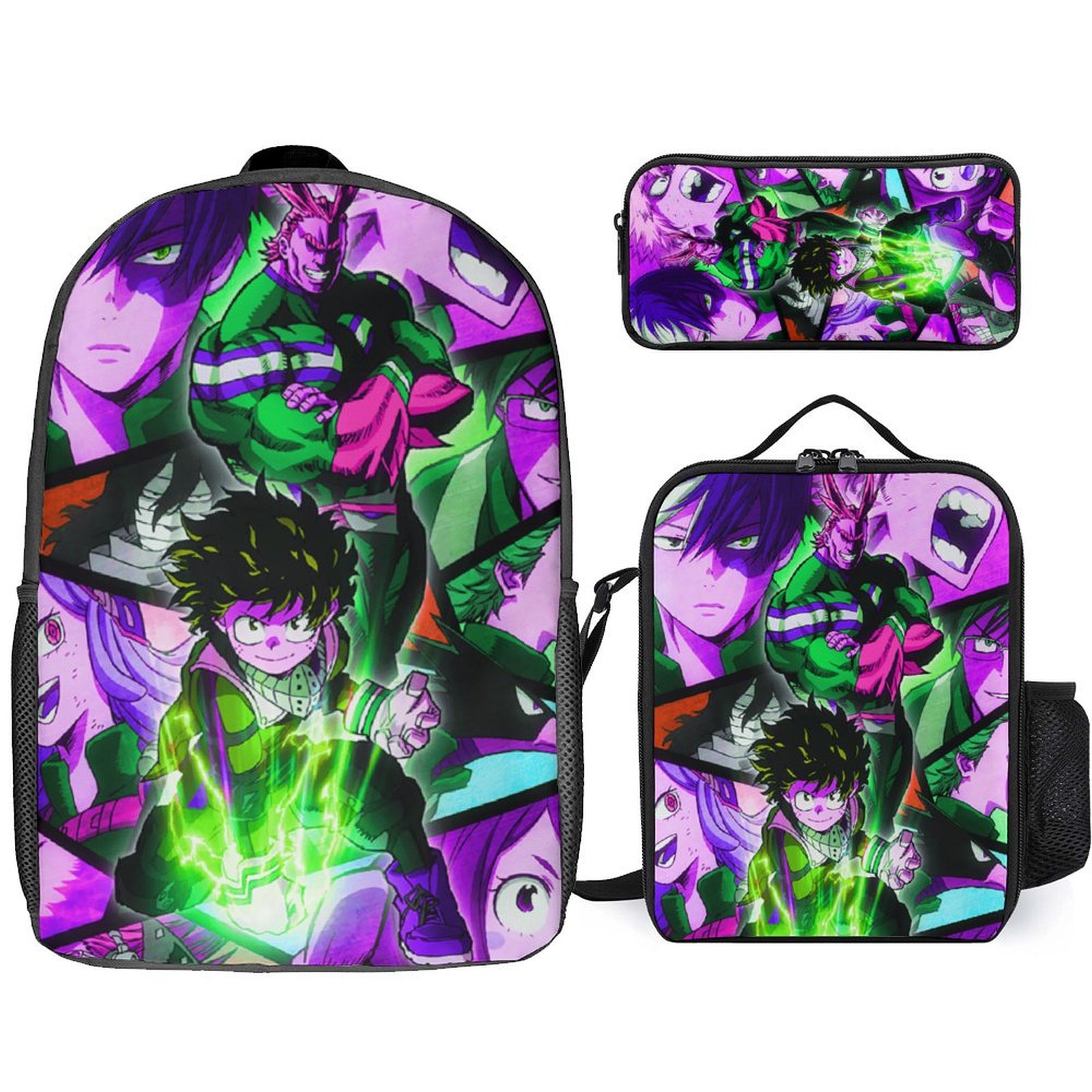 3 Piece Casual Shoulder Bag, My Hero Academia Backpack Set Travel ...