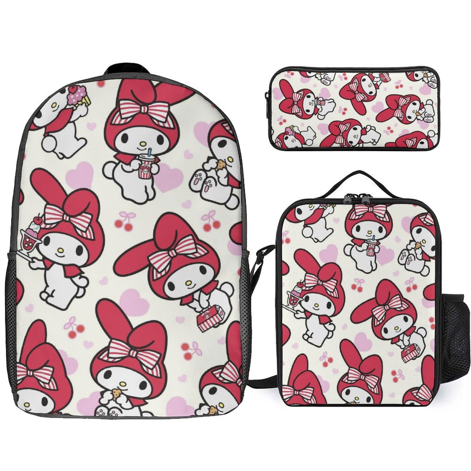 3 Piece Casual Shoulder Bag, My Melody Backpack Set Travel Knapsack ...