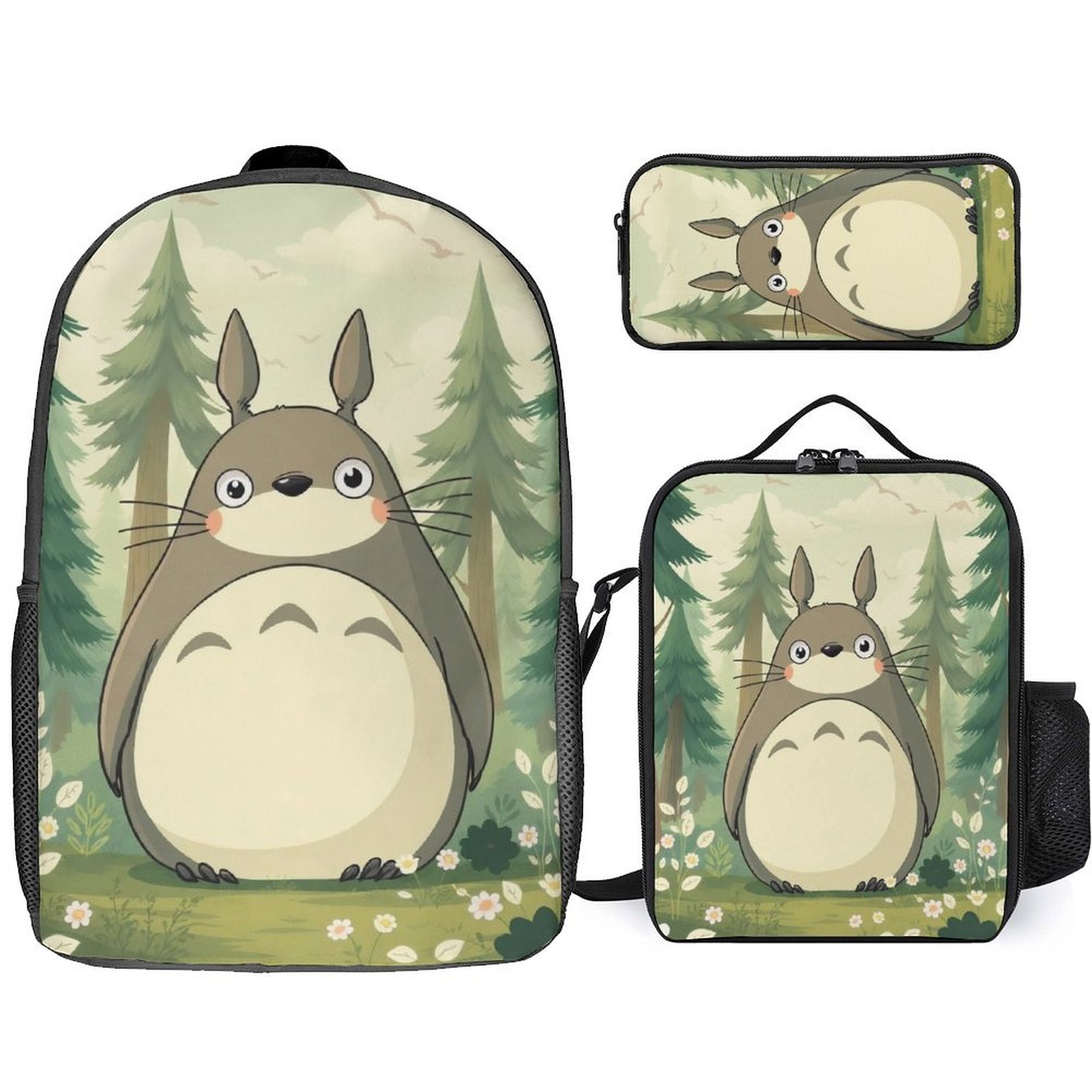 3 Piece Casual Shoulder Bag, My Neighbor Totoro Backpack Set Travel ...