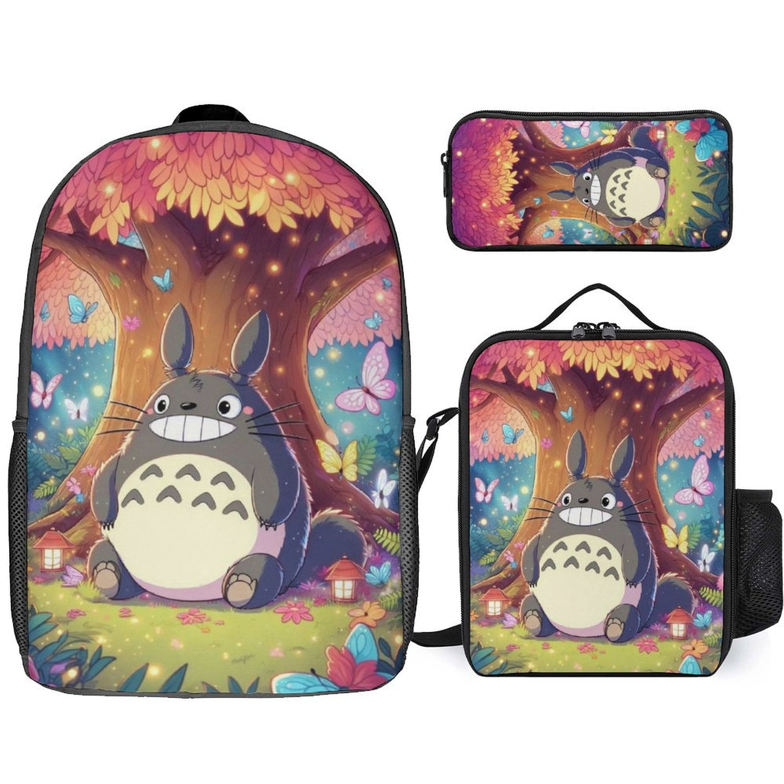 3 Piece Casual Shoulder Bag, My Neighbor Totoro Backpack Set Travel ...