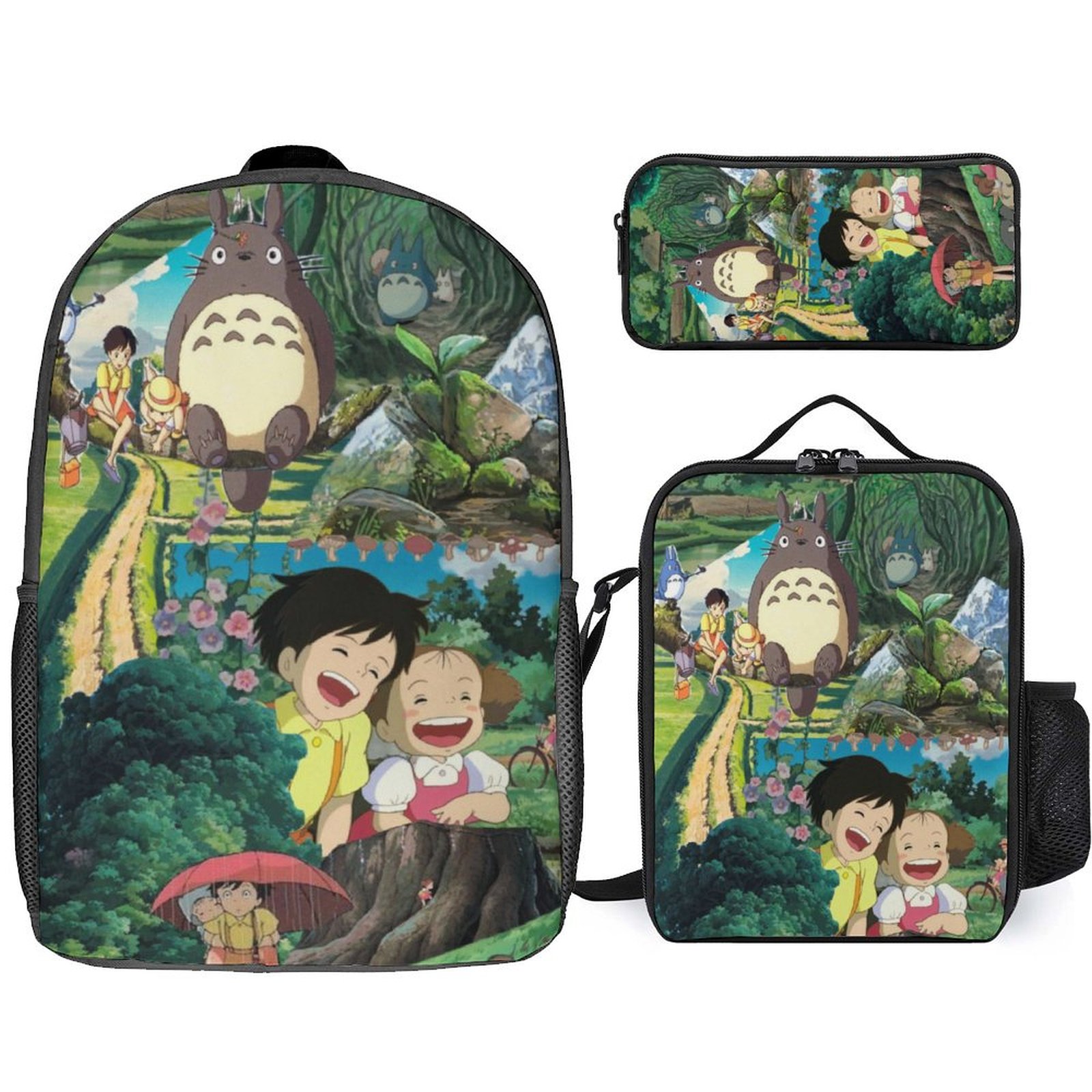 3 Piece Casual Shoulder Bag, My Neighbor Totoro Backpack Set Travel ...
