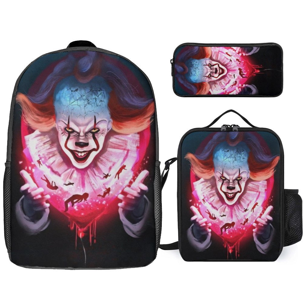 3 Piece Casual Shoulder Bag, Pennywise Backpack Set Travel Knapsack ...