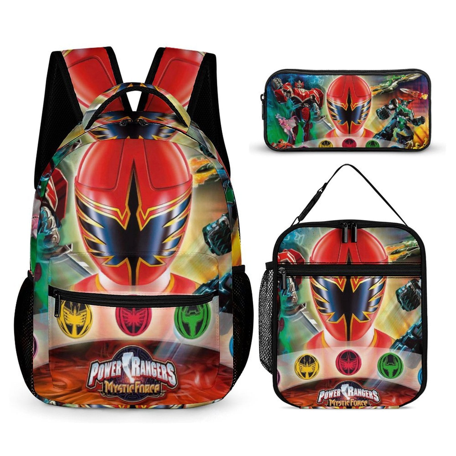 3 Piece Casual Shoulder Bag Power Rangers Backpack Set Knapsack with ...
