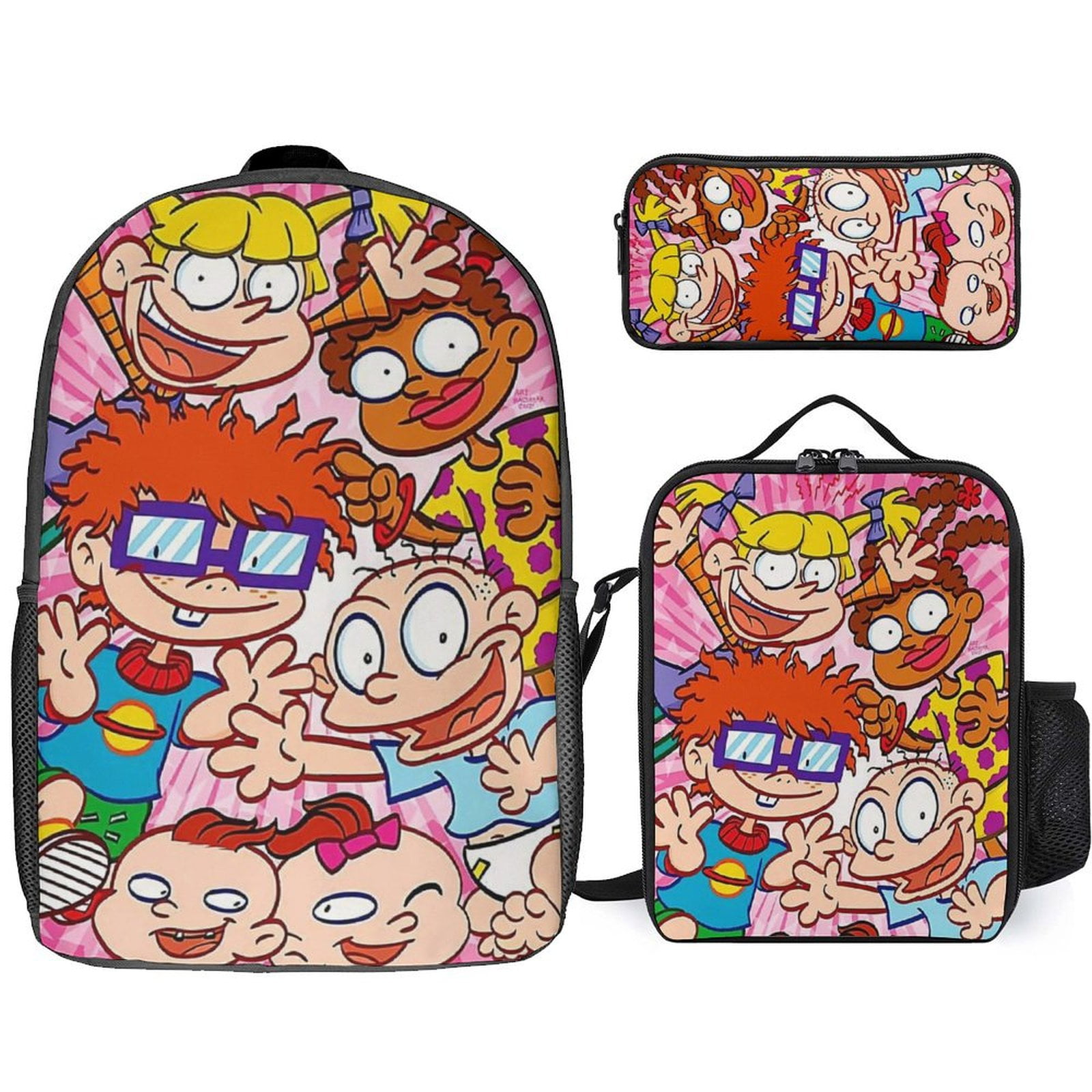 3 Piece Casual Shoulder Bag, Rugrats Backpack Set Travel Knapsack with ...