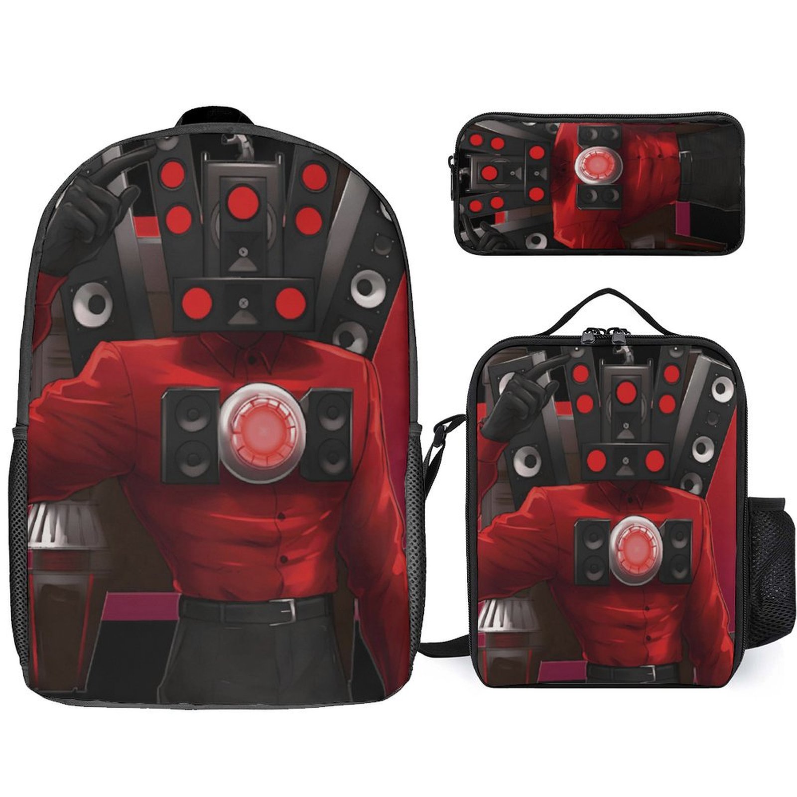 3 Piece Casual Shoulder Bag, Skibidi Toilet Backpack Set Travel ...