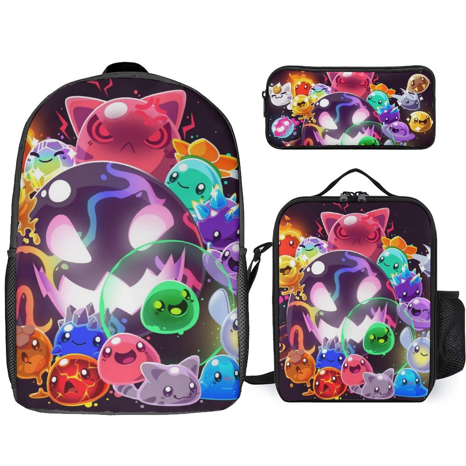 3 Piece Casual Shoulder Bag, Slime Rancher Backpack Set Travel Knapsack ...