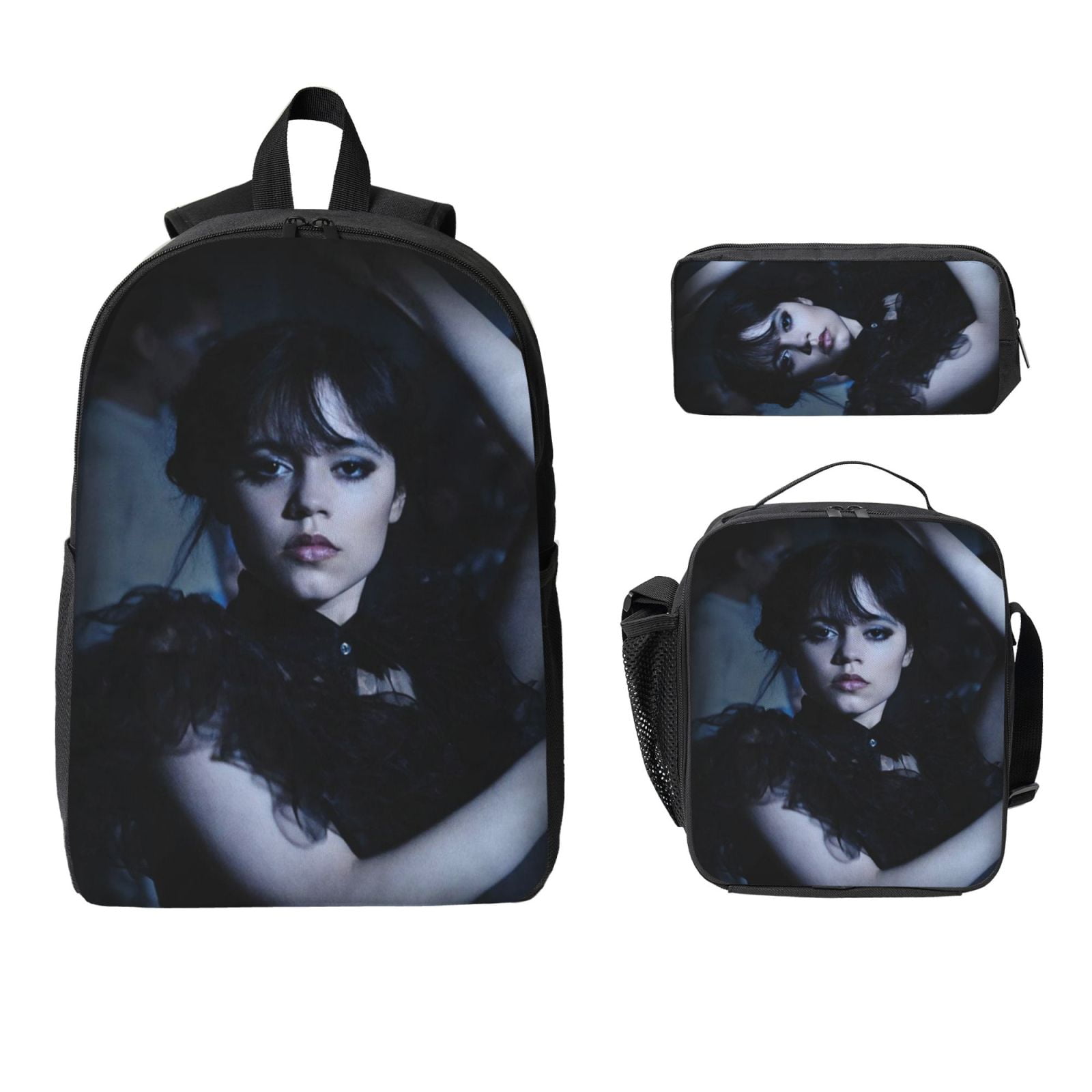 3 Piece Casual Shoulder Bag, Wednesday Backpack Set Addams Travel ...