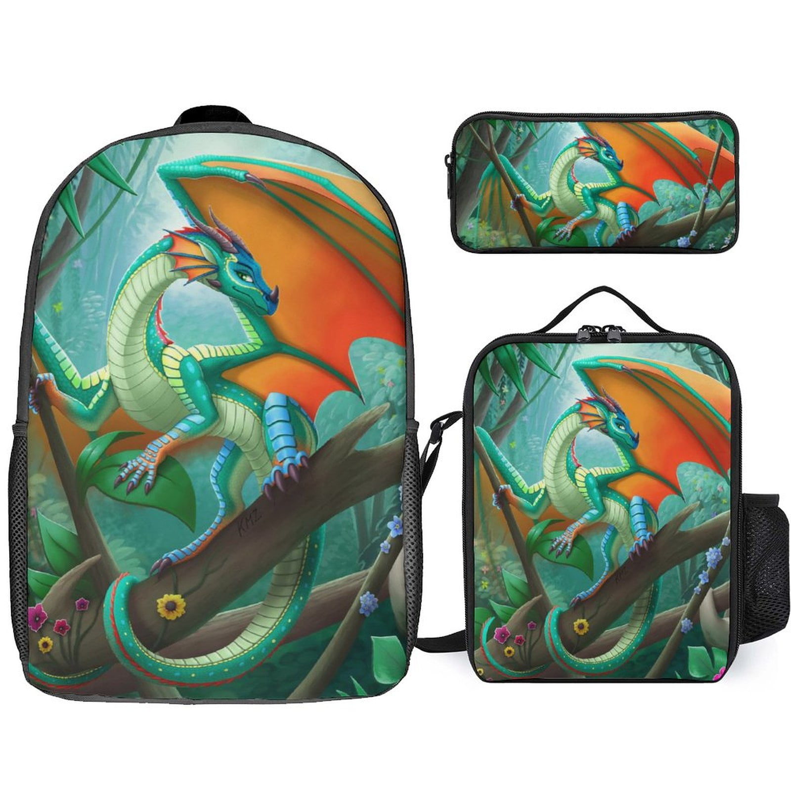 3 Piece Casual Shoulder Bag, Wings of Fire Cartoon Backpack Set Travel ...