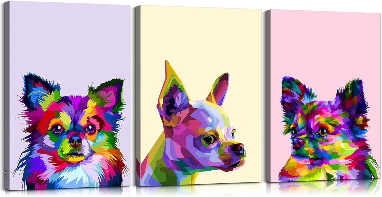 3 Piece Cat Canvas Wall Art Set - Wooden Watercolor Cat Posters ...