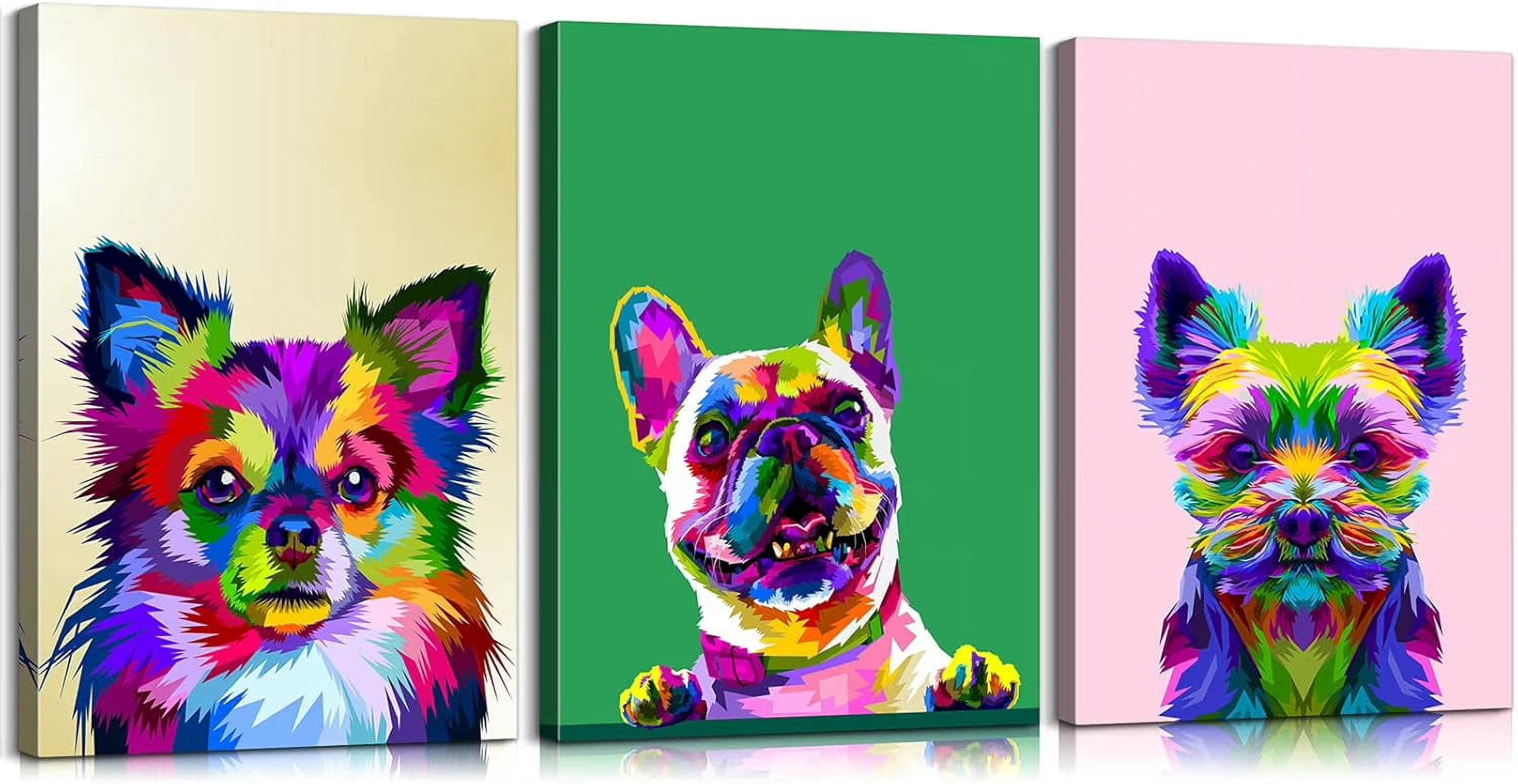 3 Piece Cat Canvas Wall Art Set - Wooden d Watercolor Cat Posters ...