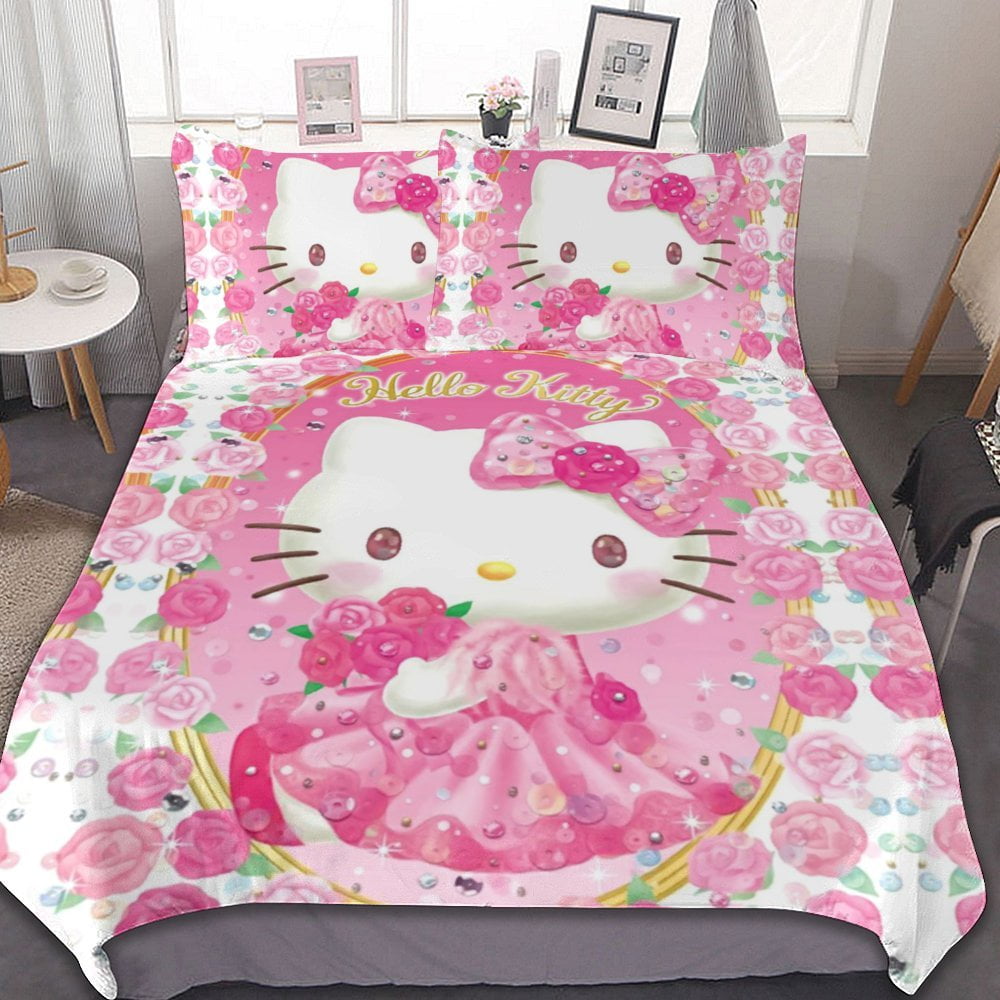 3 Piece Cat Hello Kitty Bedding Duvet Cover Sets,Cartoon Kitty ...