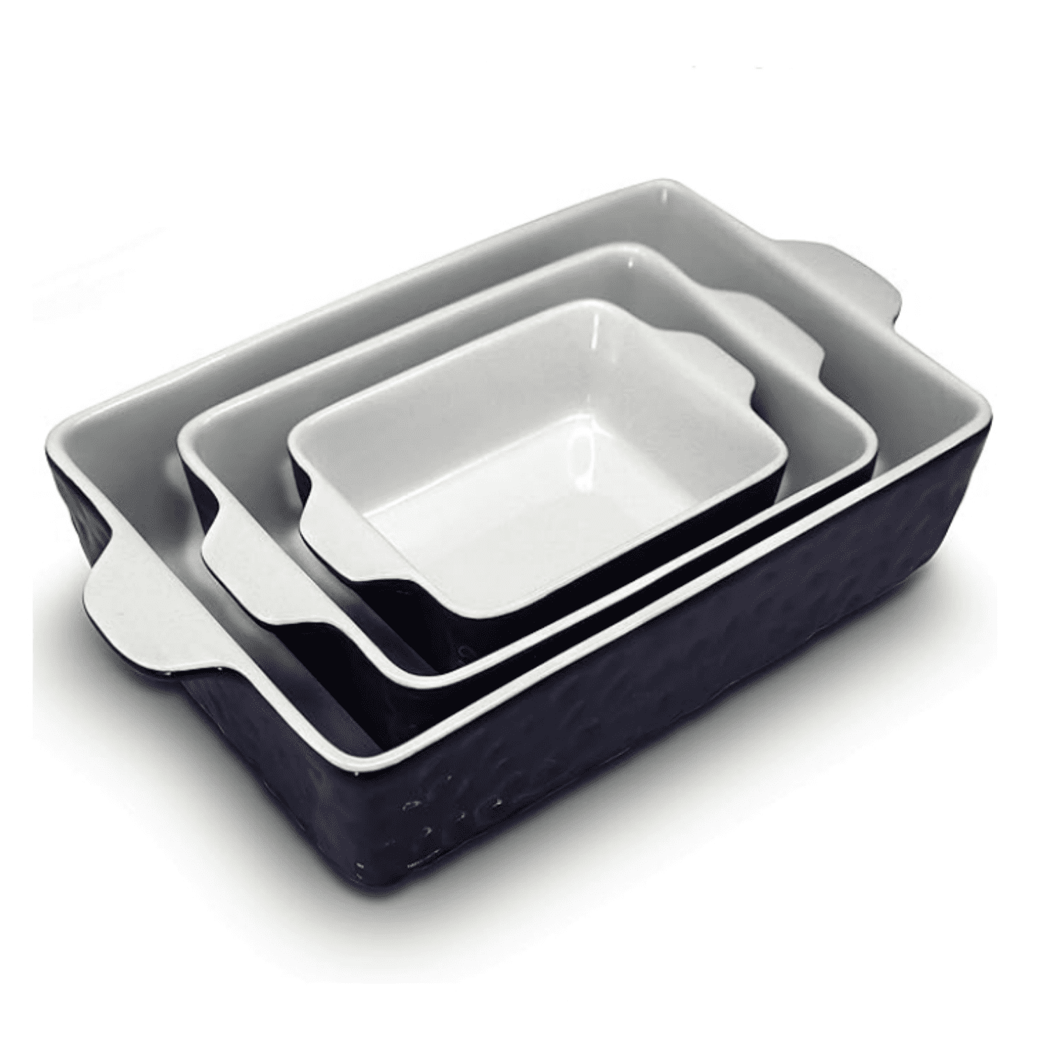 3-Piece Ceramic Casserole Dishes for Oven - Heavy Duty Rectangular ...