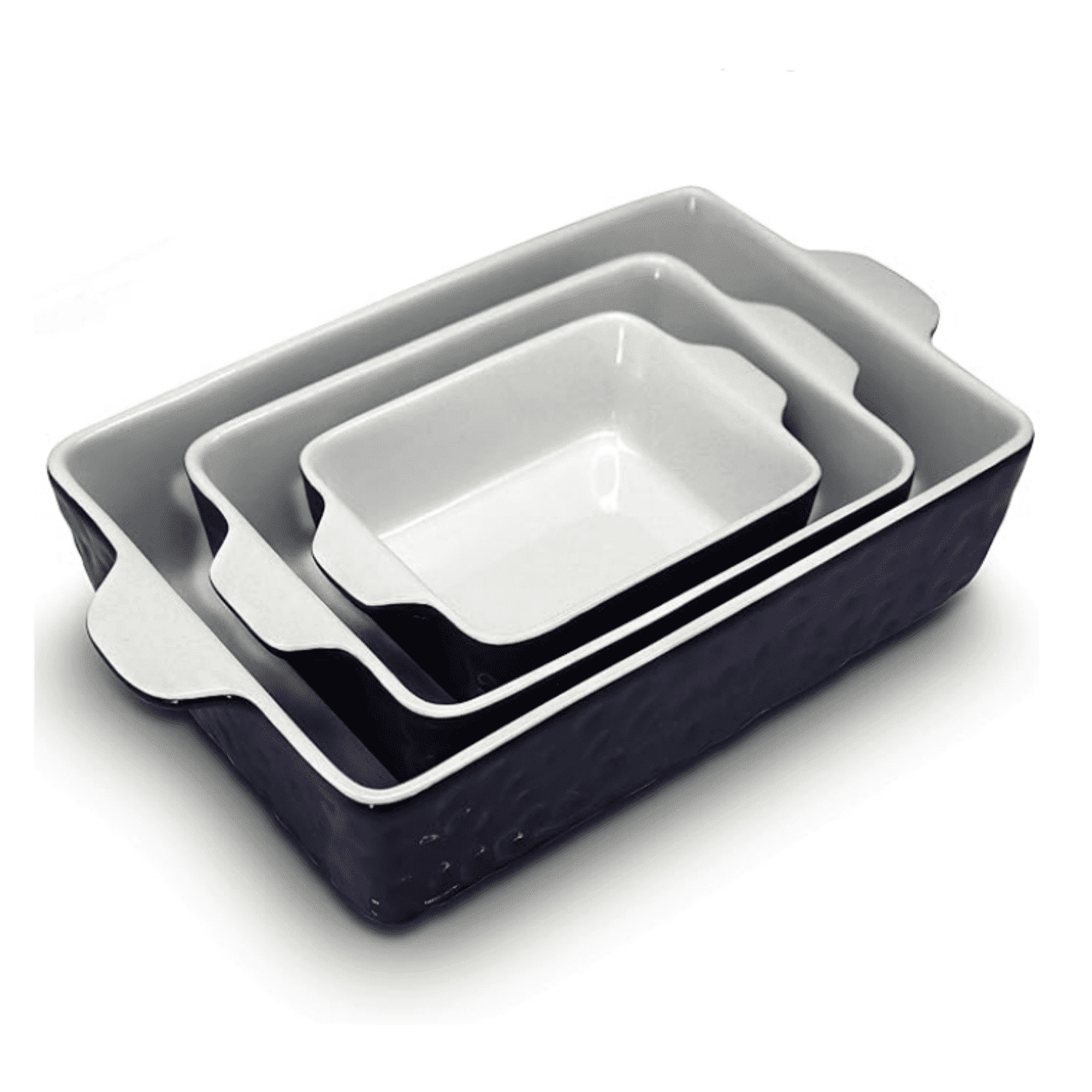 3-Piece Ceramic Casserole Dishes for Oven - Heavy Duty Rectangular ...