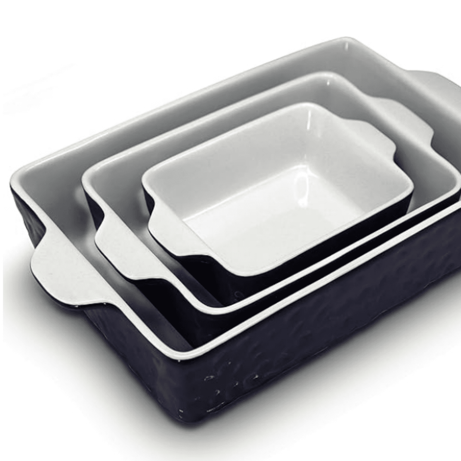 3-Piece Ceramic Casserole Dishes for Oven - Heavy Duty Rectangular ...