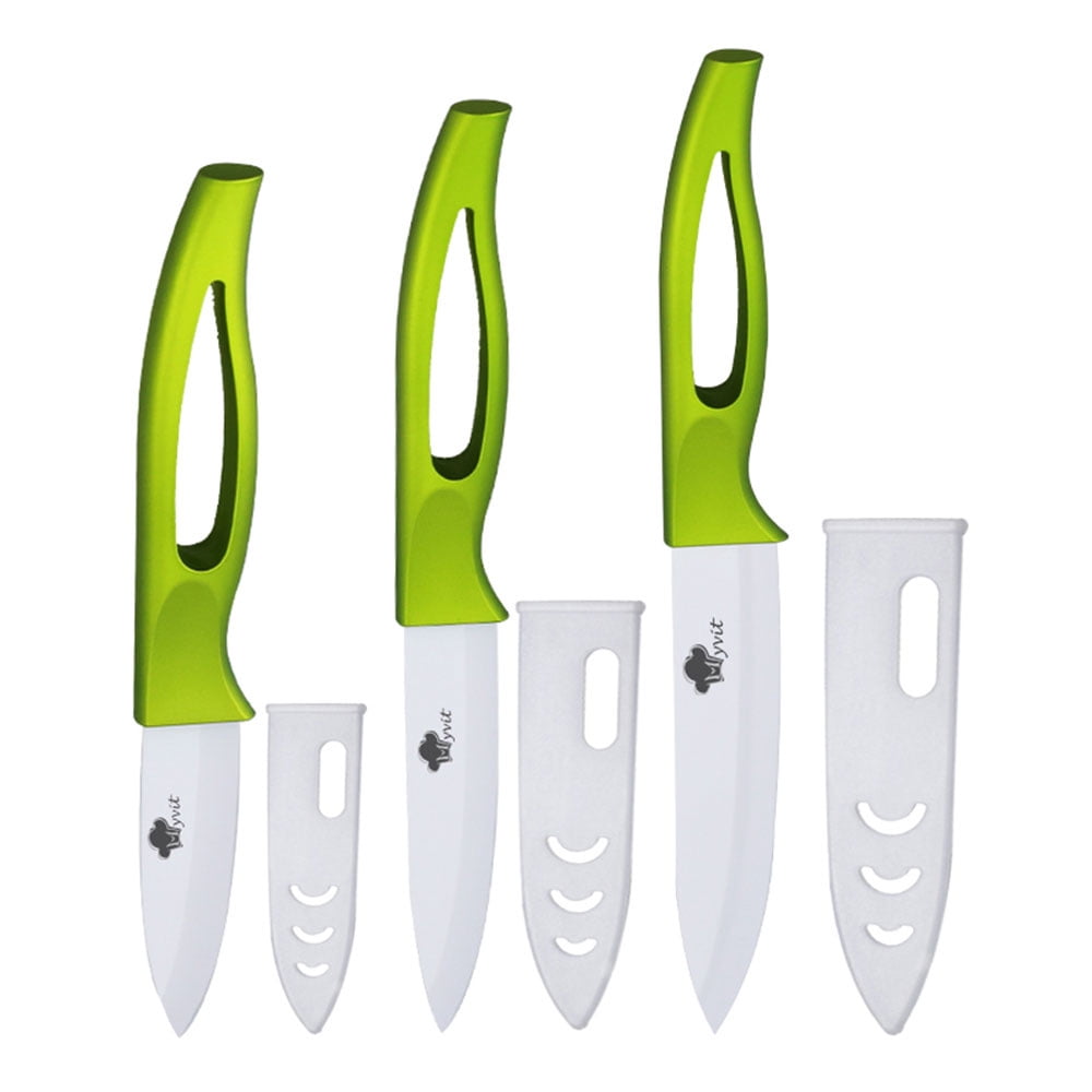 3-Piece Ceramic Knife Set Fruit Knife Sharp Slicing Knives Hangable ...