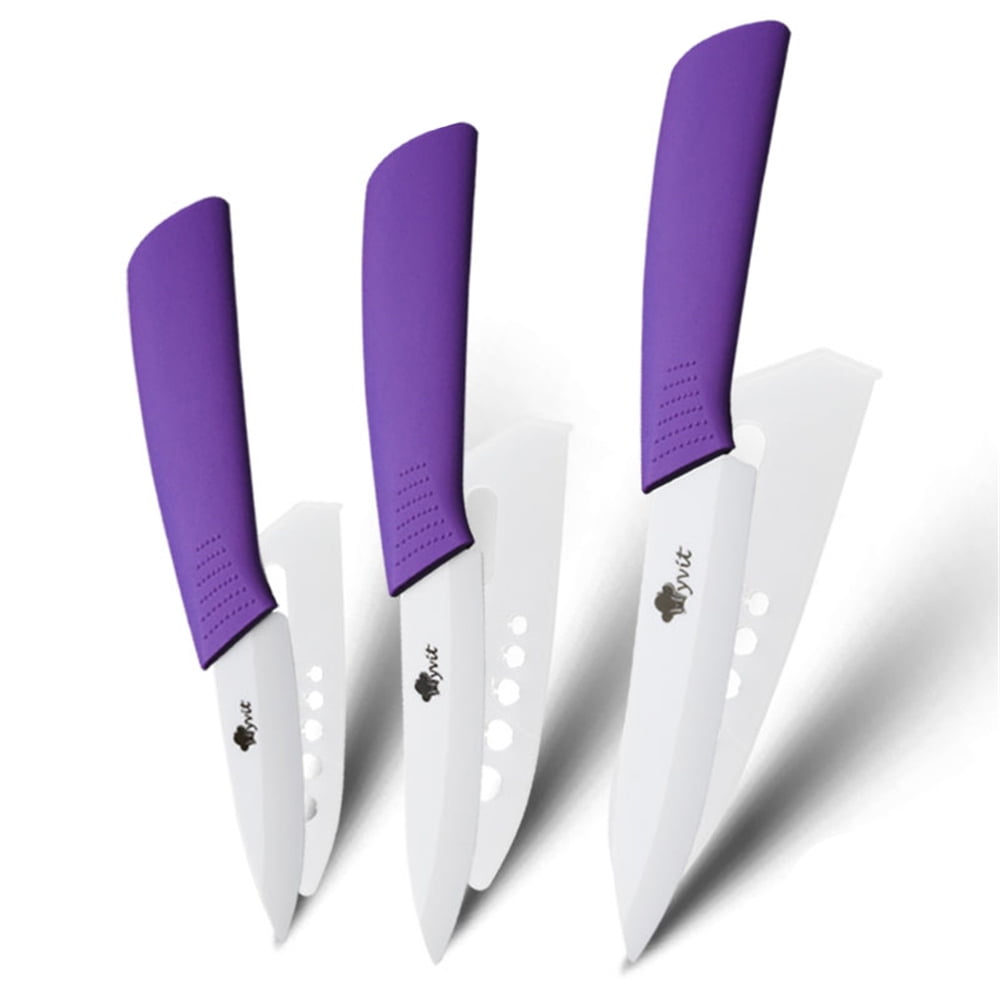 3-Piece Ceramic Paring Knife,5" Utility Knife 4" Slcing Knife and 3 ...
