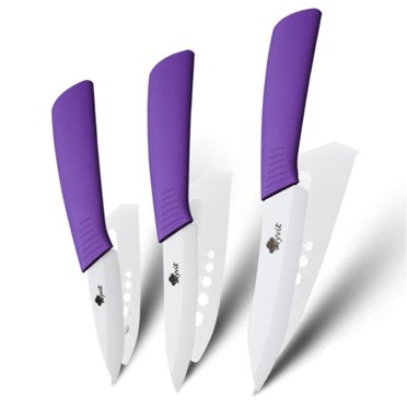 HAUSHOF Kitchen Knife Set, 5 Piece Rainbow Knife Sets with Block ...
