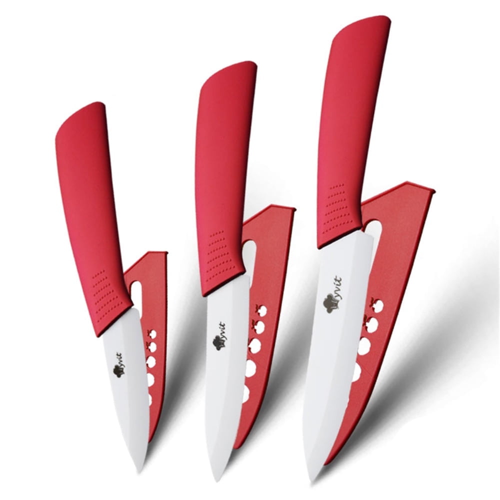 3-Piece Ceramic Paring Knife,5" Utility Knife 4" Slcing Knife and 3 ...