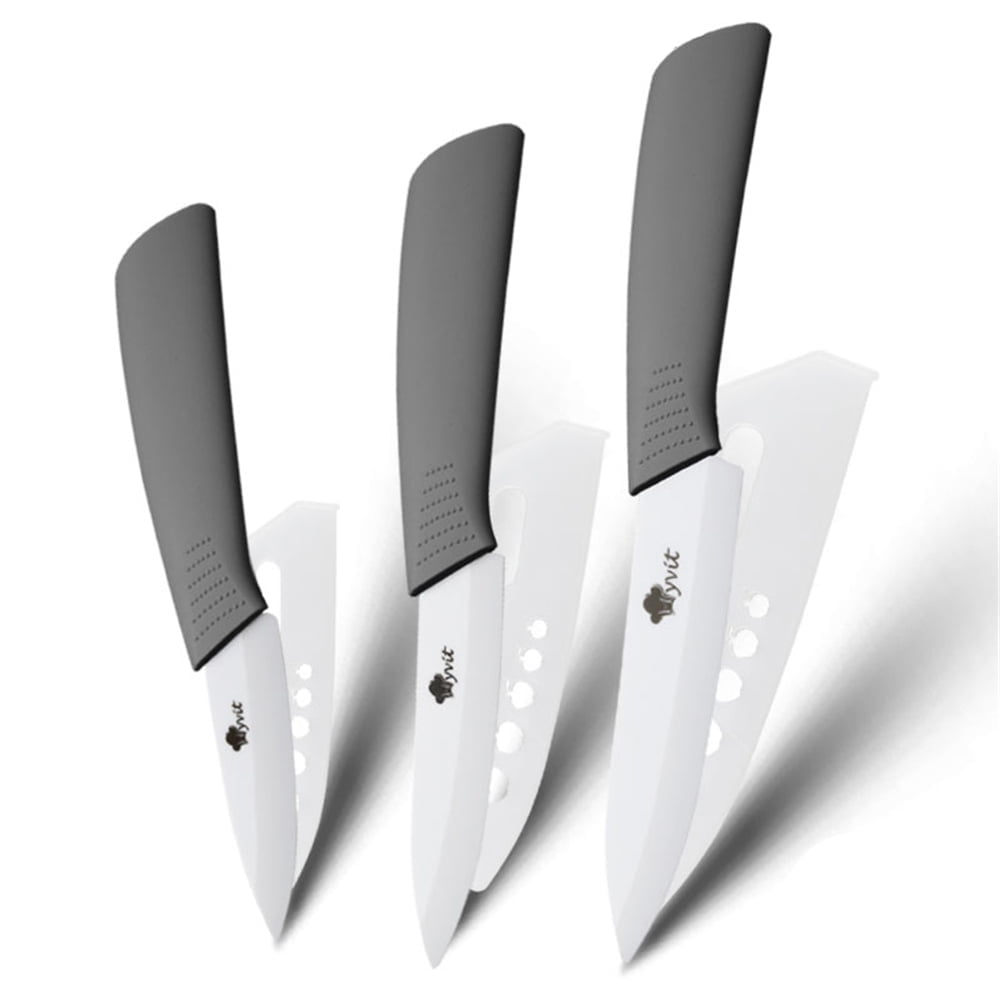 3-Piece Ceramic Paring Knife,5" Utility Knife 4" Slcing Knife and 3 ...
