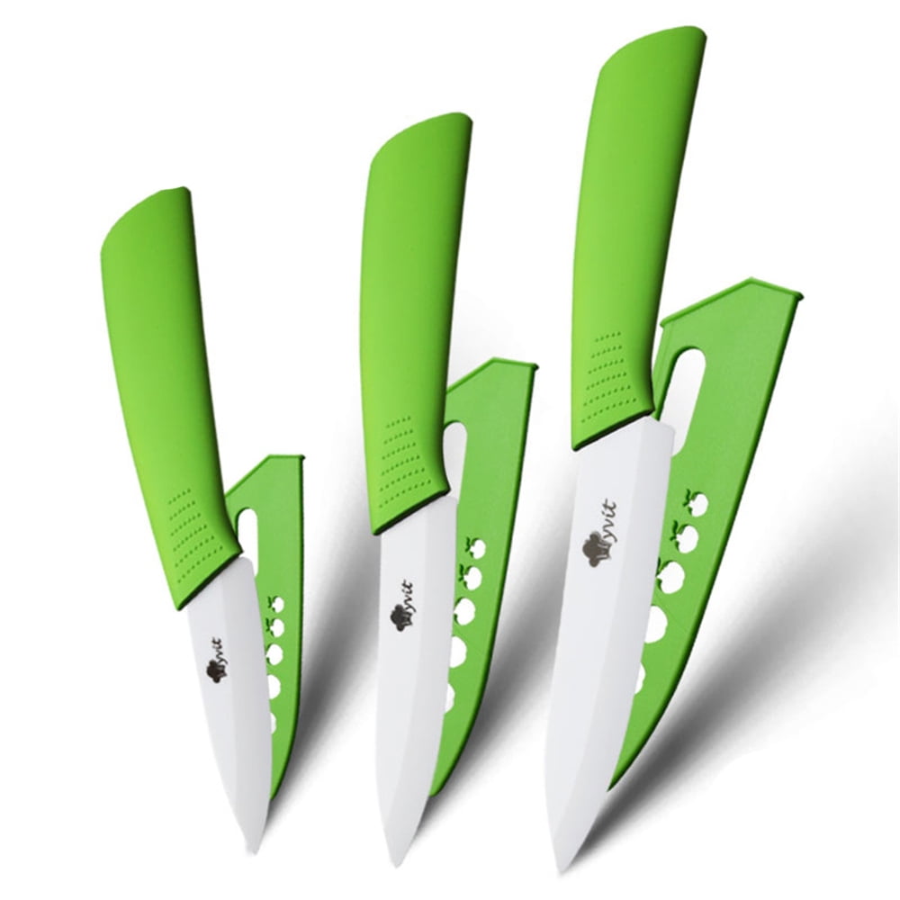 3-Piece Ceramic Paring Knife,5" Utility Knife 4" Slcing Knife and 3 ...