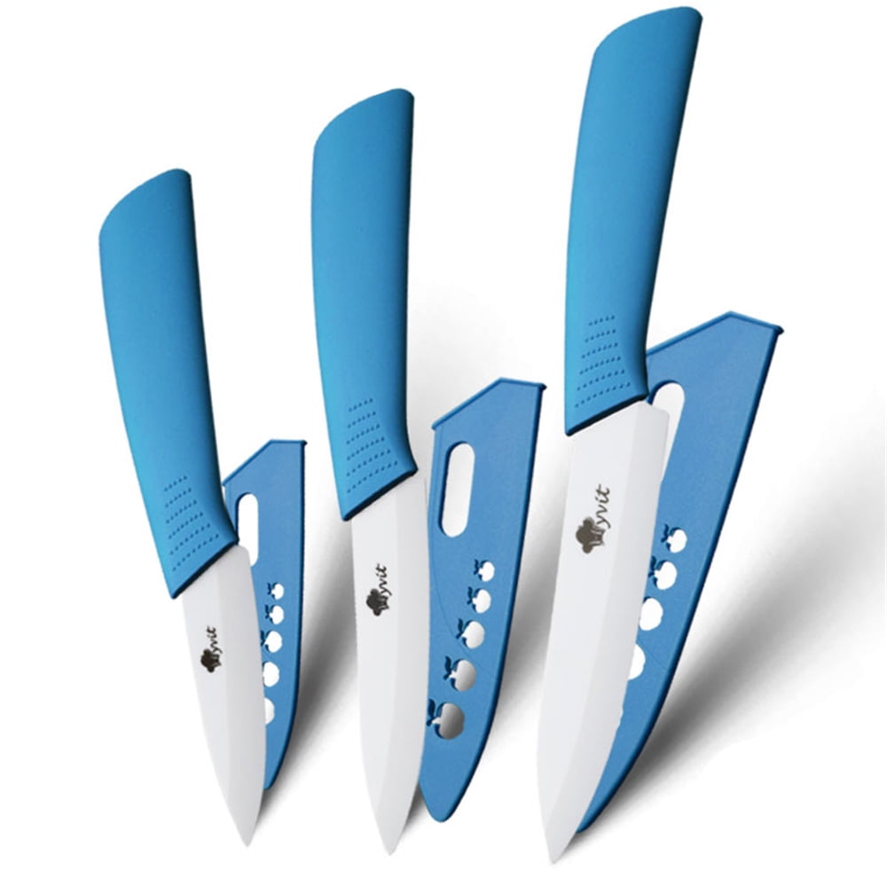 3-Piece Ceramic Paring Knives,5" Utility Knife 4" Slcing Knife and 3 ...