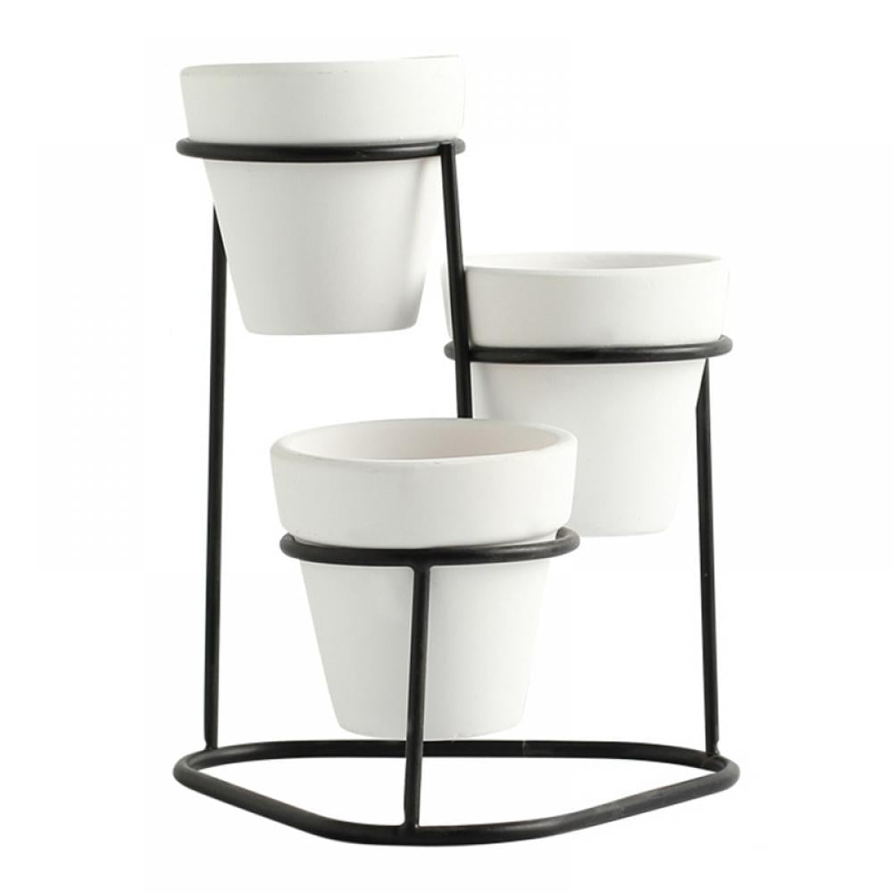 3 Piece Ceramic Succulent Planter Pots Modern Century Indoor Cactus ...