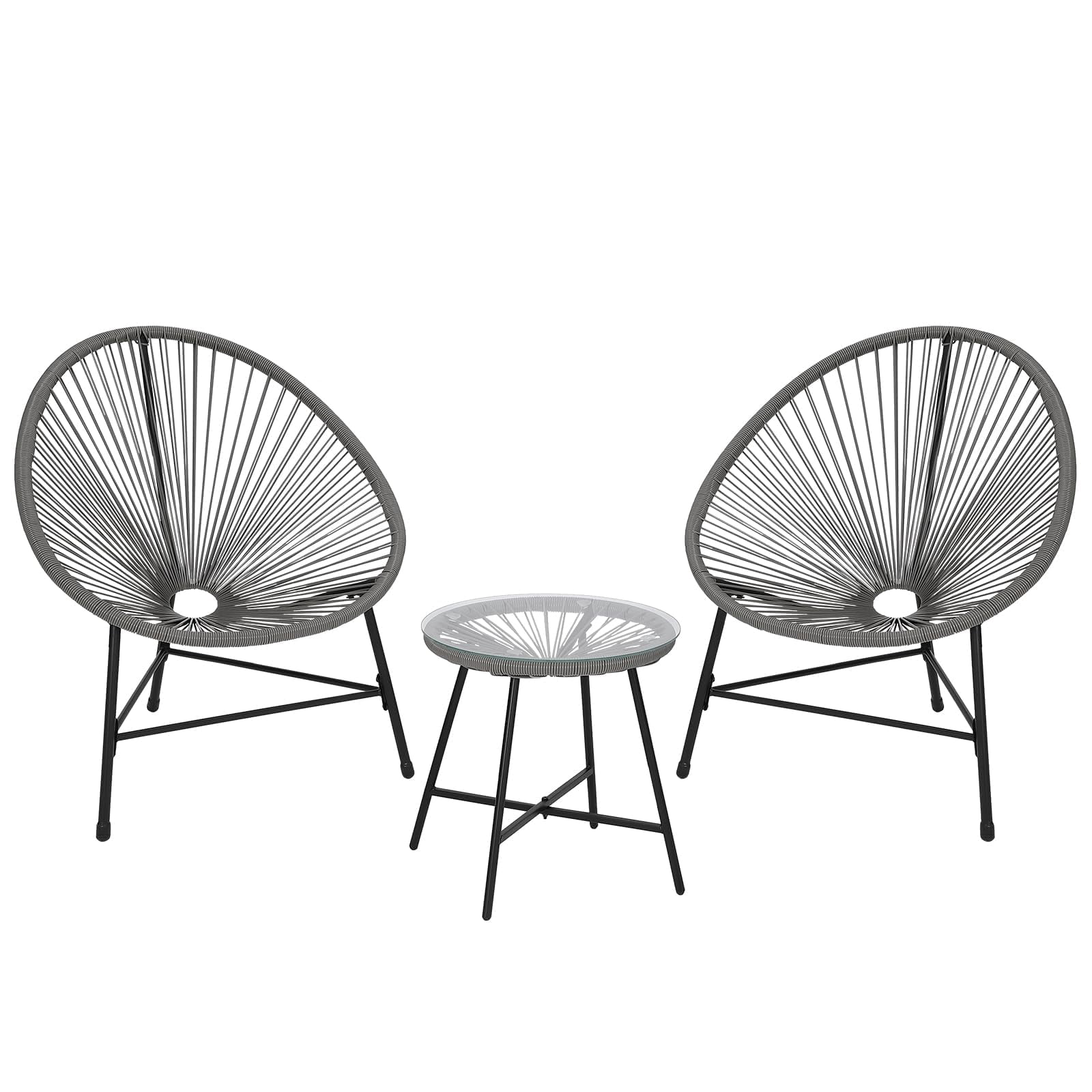 3 Piece Chair Set,Patio Bistro Set, Acapulco Chairs Woven Rope Chairs ...