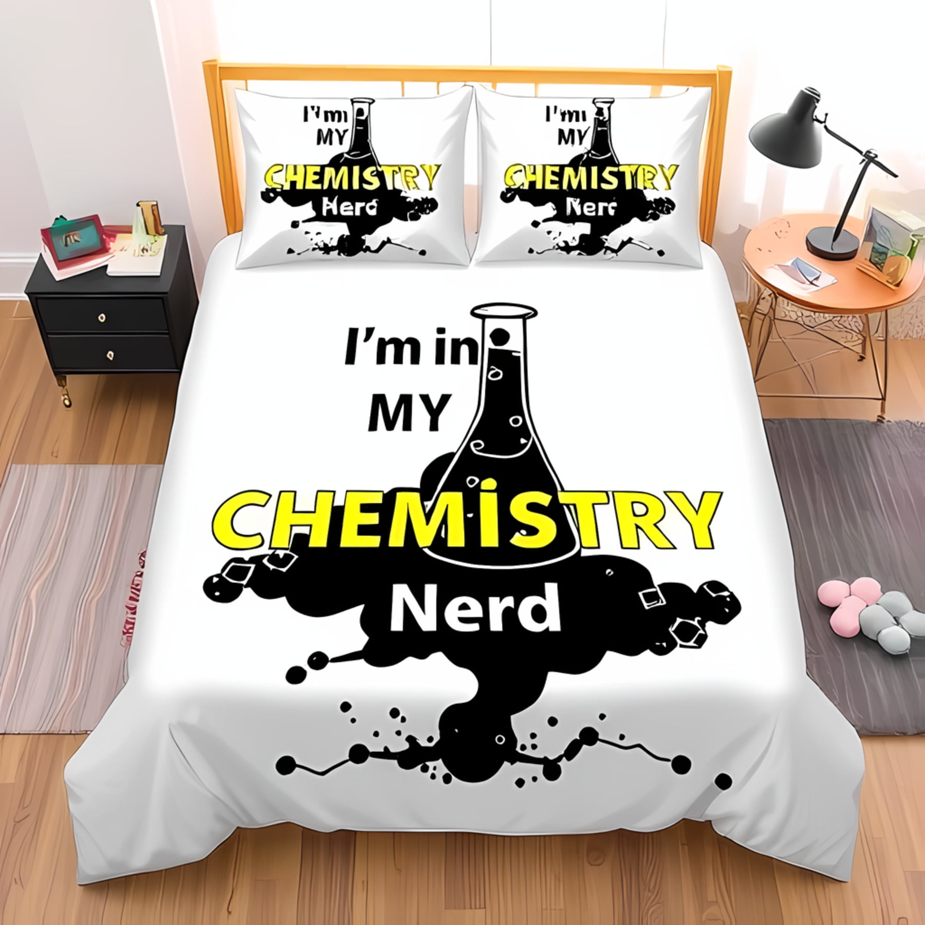 3-Piece Chemistry Themed Duvet Cover Set with Colorful Design & " I'm ...