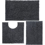 3-Piece Chenille Bath Mat Set, Absorbent Non-Slip Floor Rugs for ...