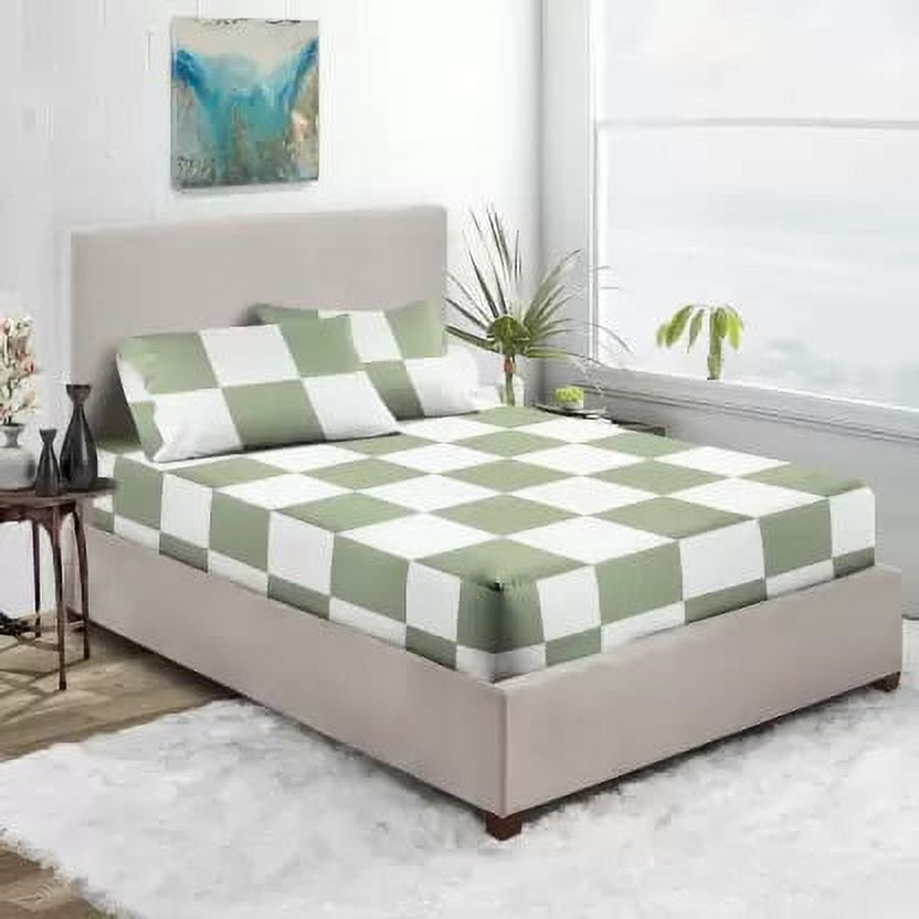 3 Piece Chex Fitted Sheet, 18" Deep Pocket, 300 Thread Count, Dual ...