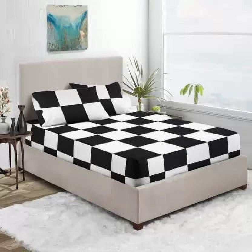 3 Piece Chex Fitted Sheet, 22" Deep Pocket, 300 Thread Count, Dual ...