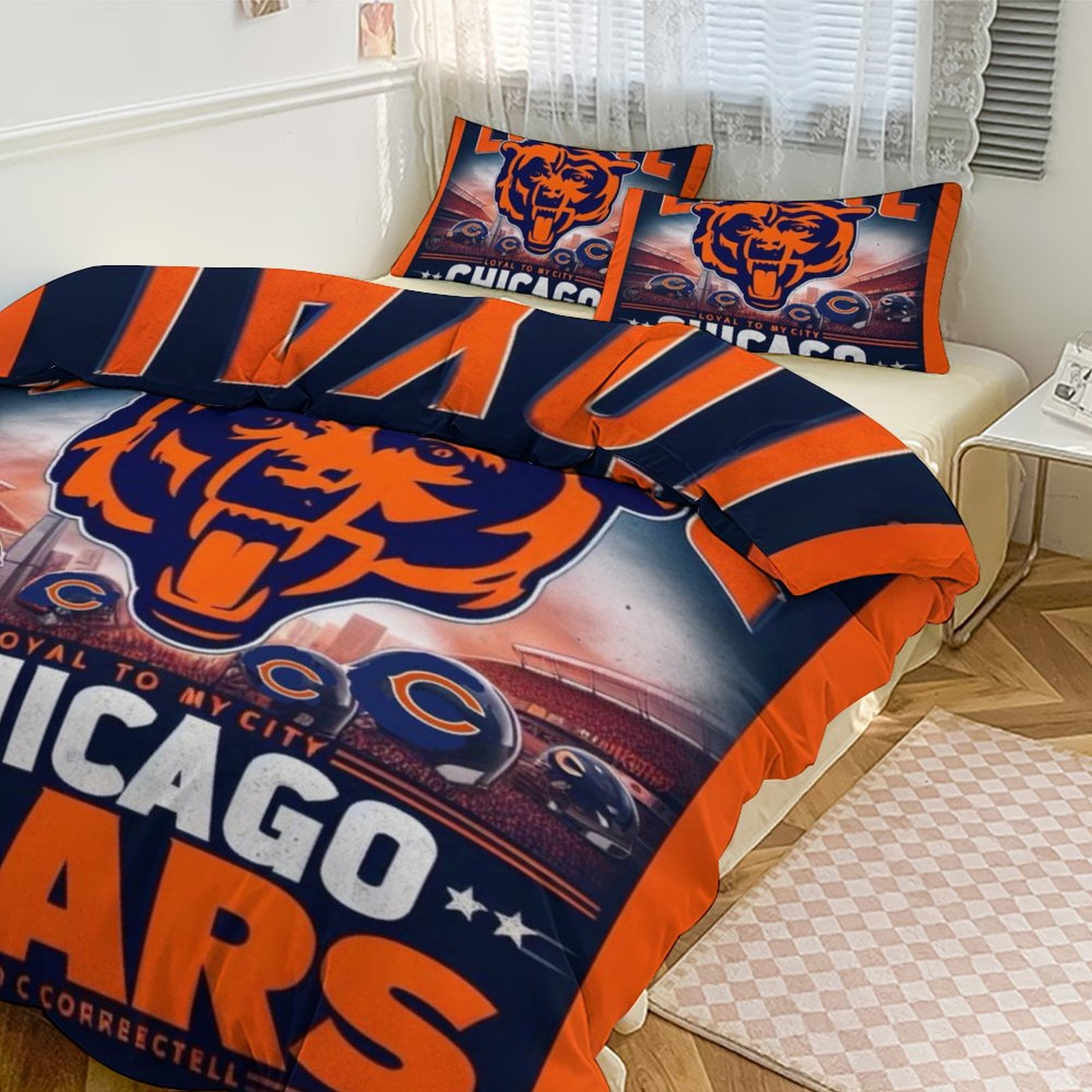 3 Piece Chicago Football Bedding Set, Soft Cozy Duvet Cover Set with ...