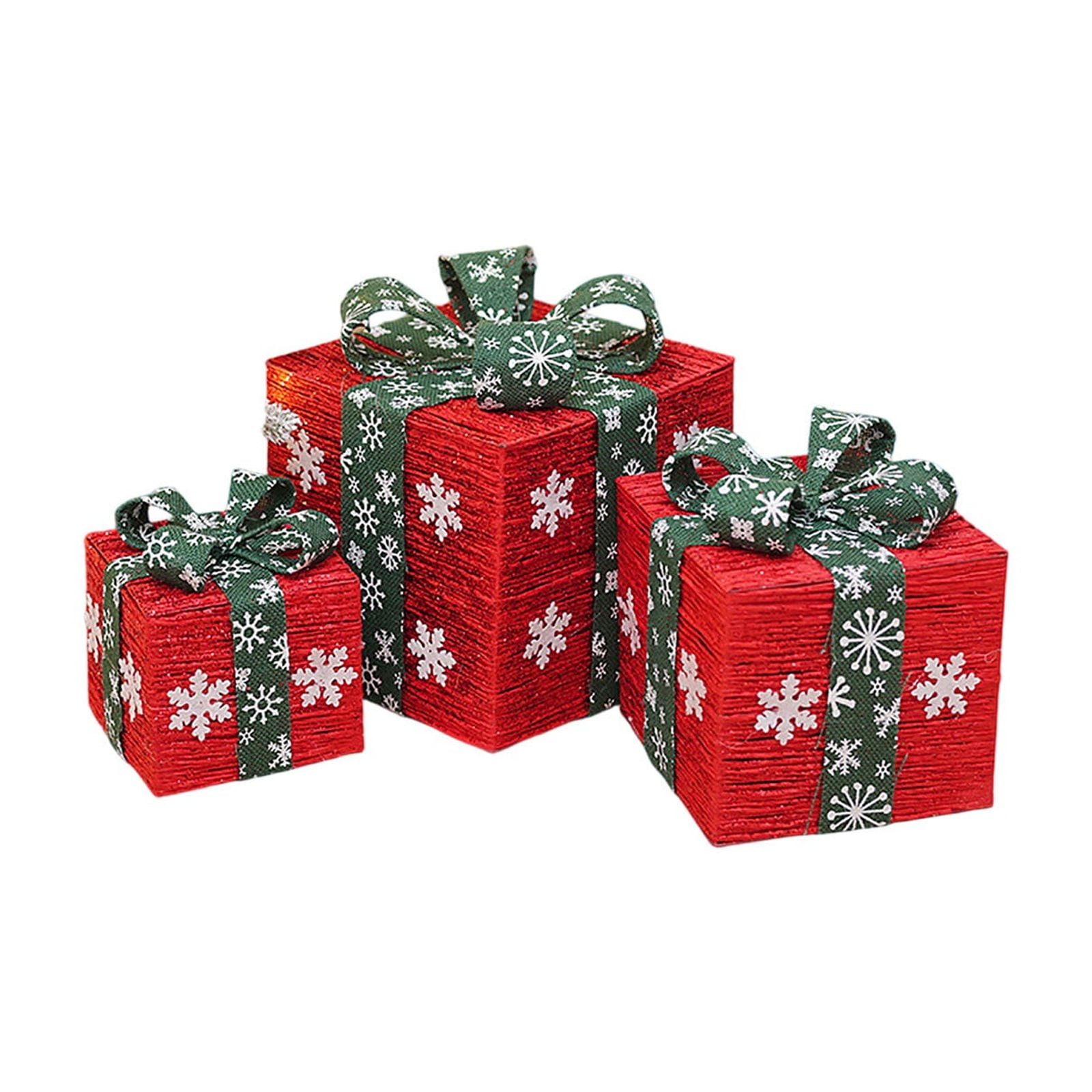 3-Piece Christmas Decoration Gift Boxes - LED String Lights, Stackable ...