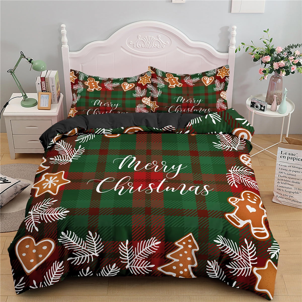 3 Piece Christmas Rustic Lodge King Size Deer Quilted Bedspread ...