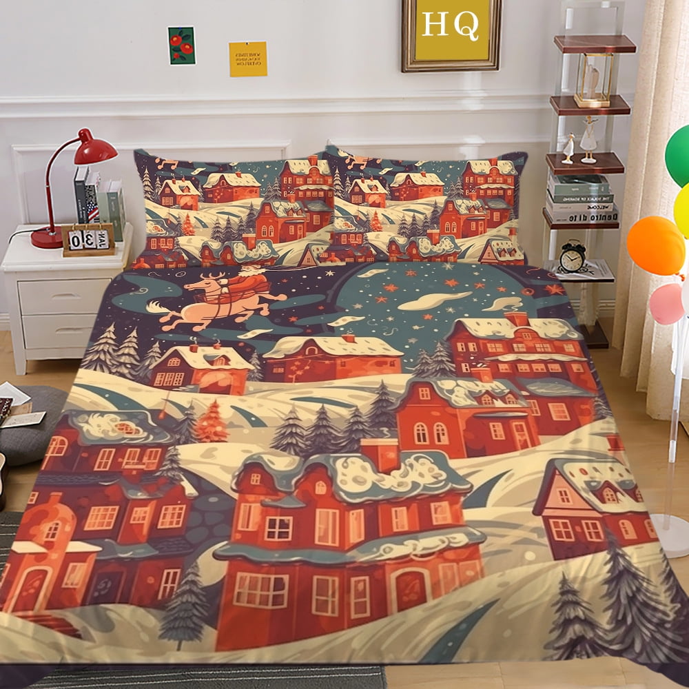 3 Piece Christmas Rustic Lodge Queen/Full Size Deer Quilted Bedspread ...