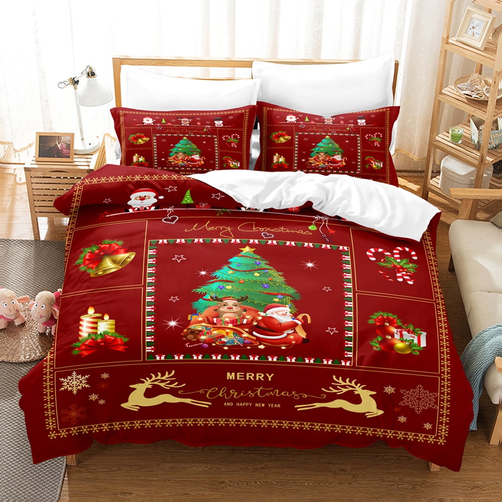 3 Piece Christmas Rustic Lodge Queen/Full Size Deer Quilted Bedspread ...