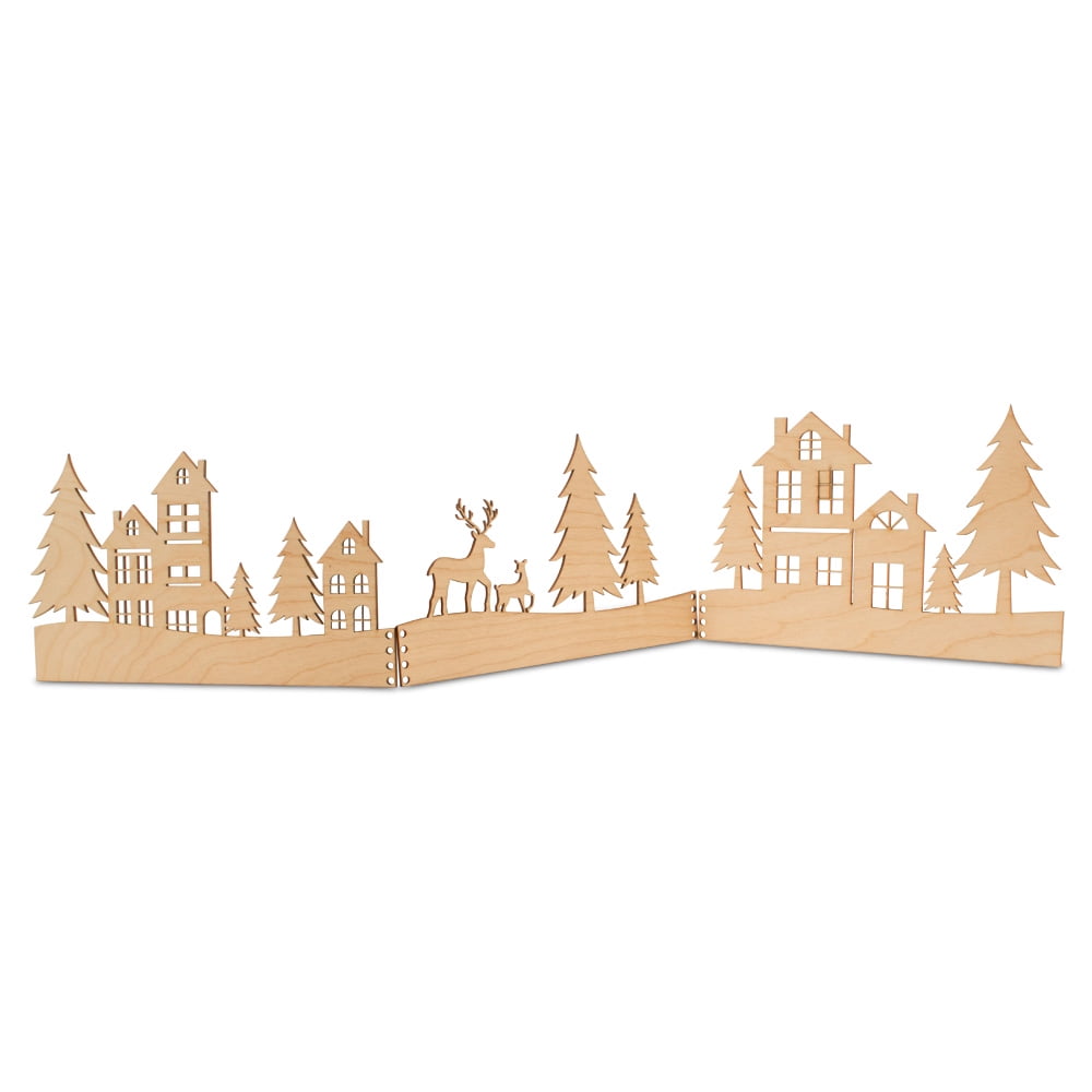 3-Piece Christmas Scene Cutout 12 inch, Pack of 5 Unfinished Wood ...