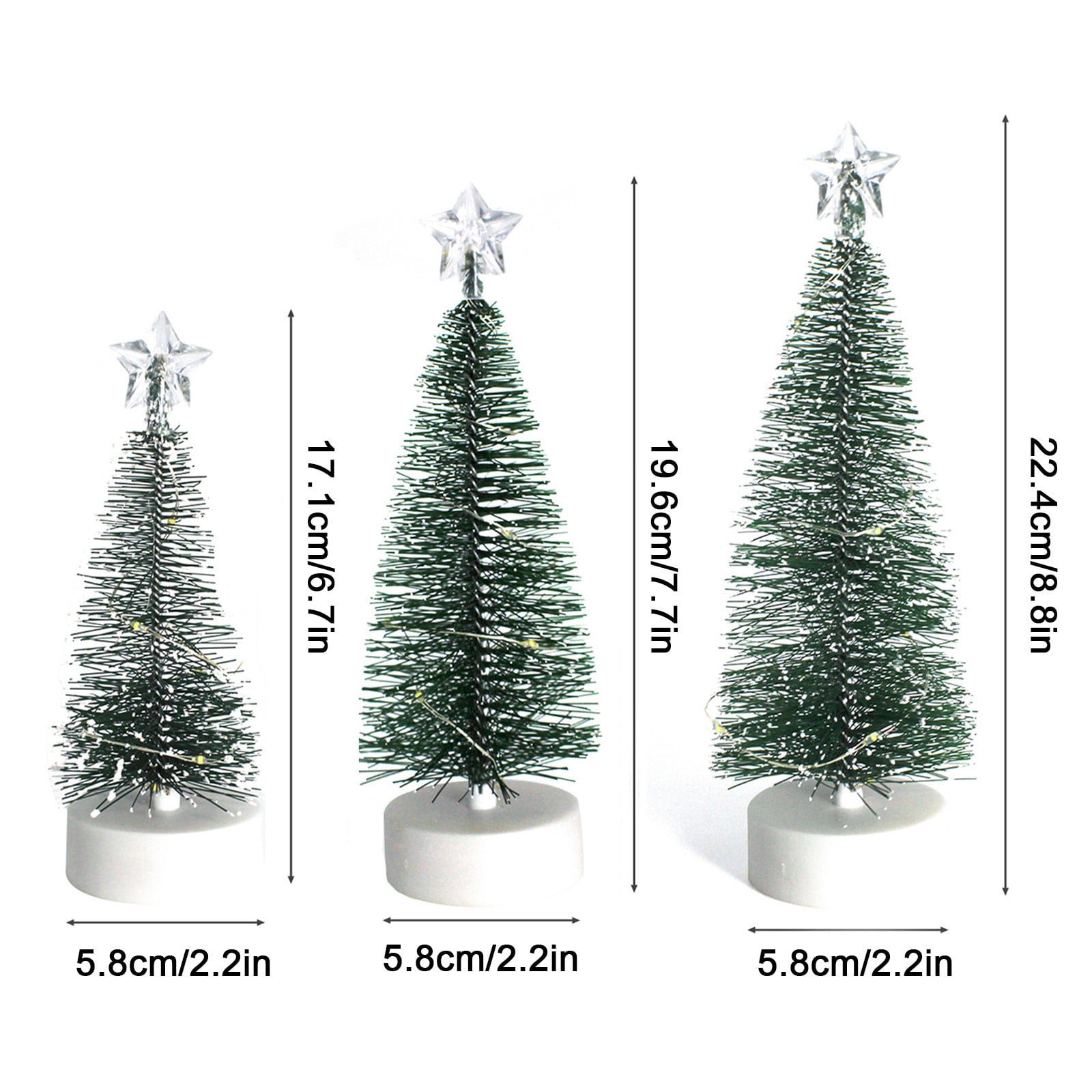 3-Piece Christmas Tree LED Light Set Battery Operated Tabletop Holiday ...