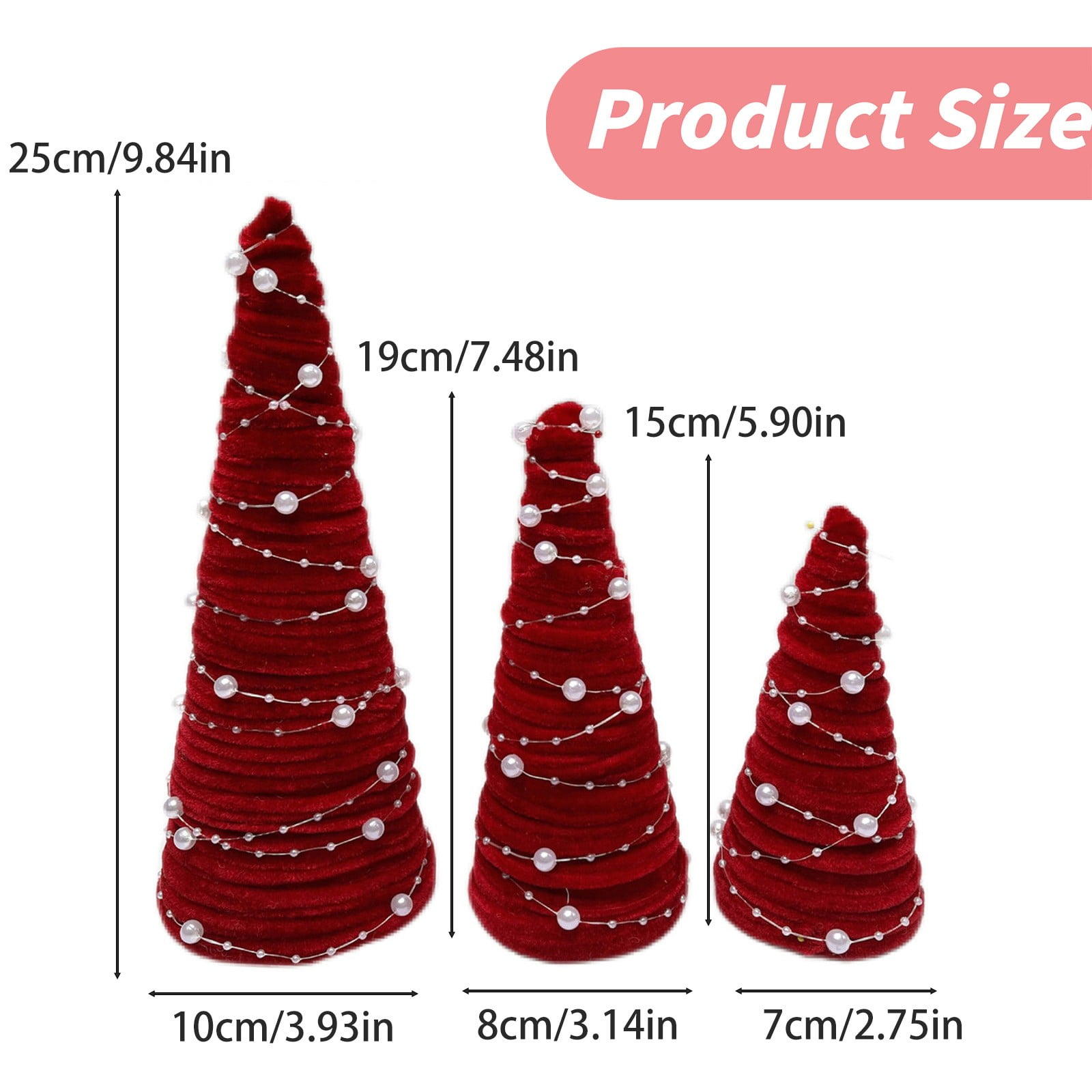 3-Piece Christmas Trees Set with Bead String, Christmas Tree ...