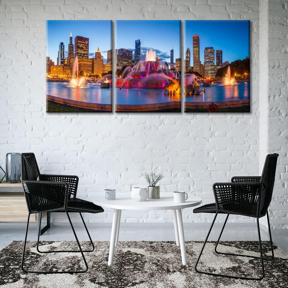 3 Piece City Traffic Trajectory Optical Line Wall Art Modern Dallas Downtown Cityscape Pictures ...